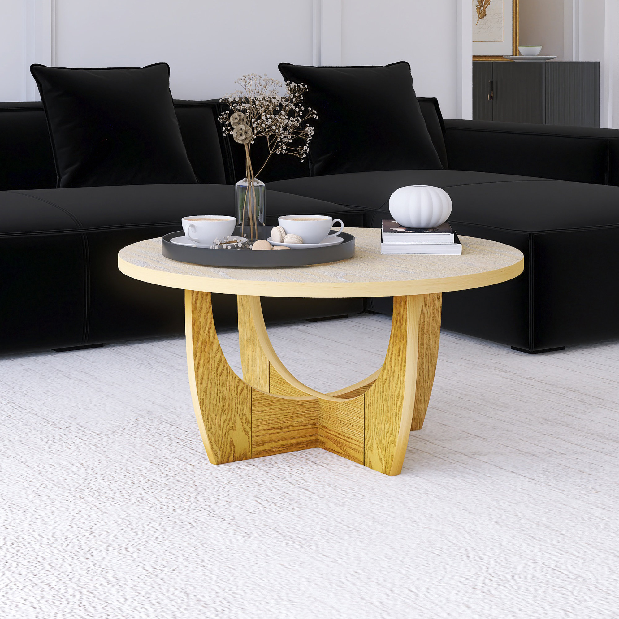 Loon Peak® 36" Round Wooden Coffee Tables For Living Room | Wayfair