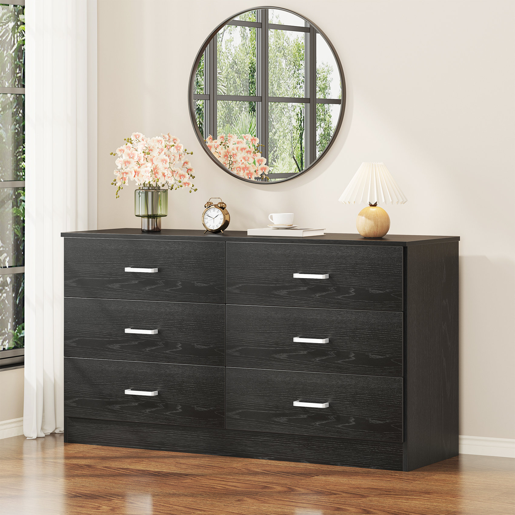 Latitude Run® 6 Drawer Double Dresser,47.3'' Wide Chest Of Drawers With Metal Handles,storage ...
