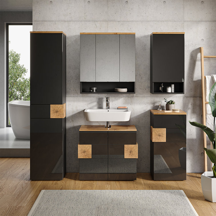 Brayden Studio Billison 5 Piece Bathroom Furniture Suite with Mirror ...