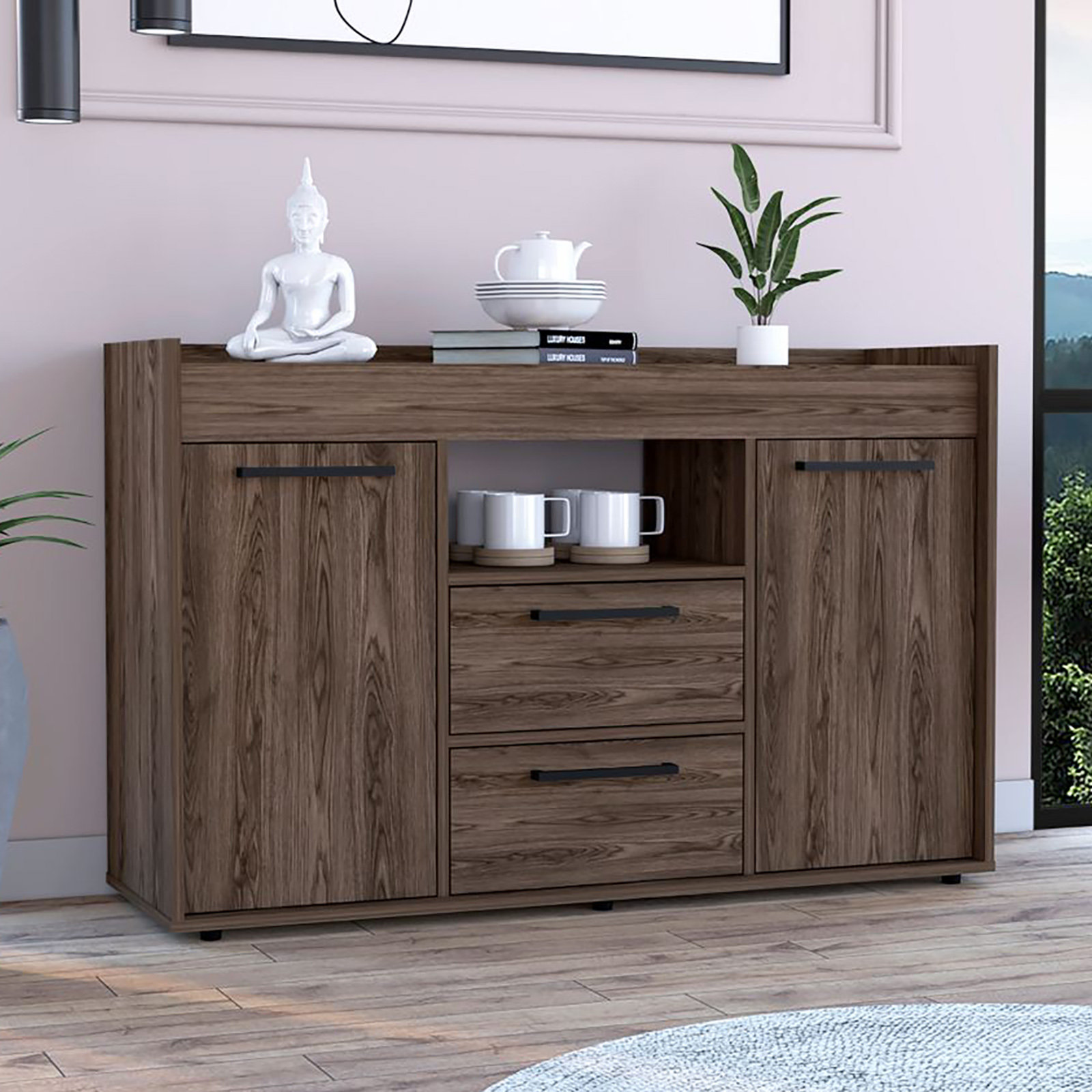 Millwood Pines Ciane 30-inch Tall Sideboard with Double Door Cabinets ...