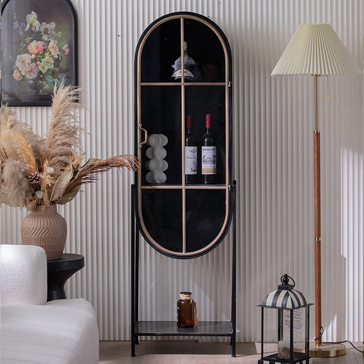 junming Black + Bronze Iron + Tempered Glass Display Cases | Wayfair