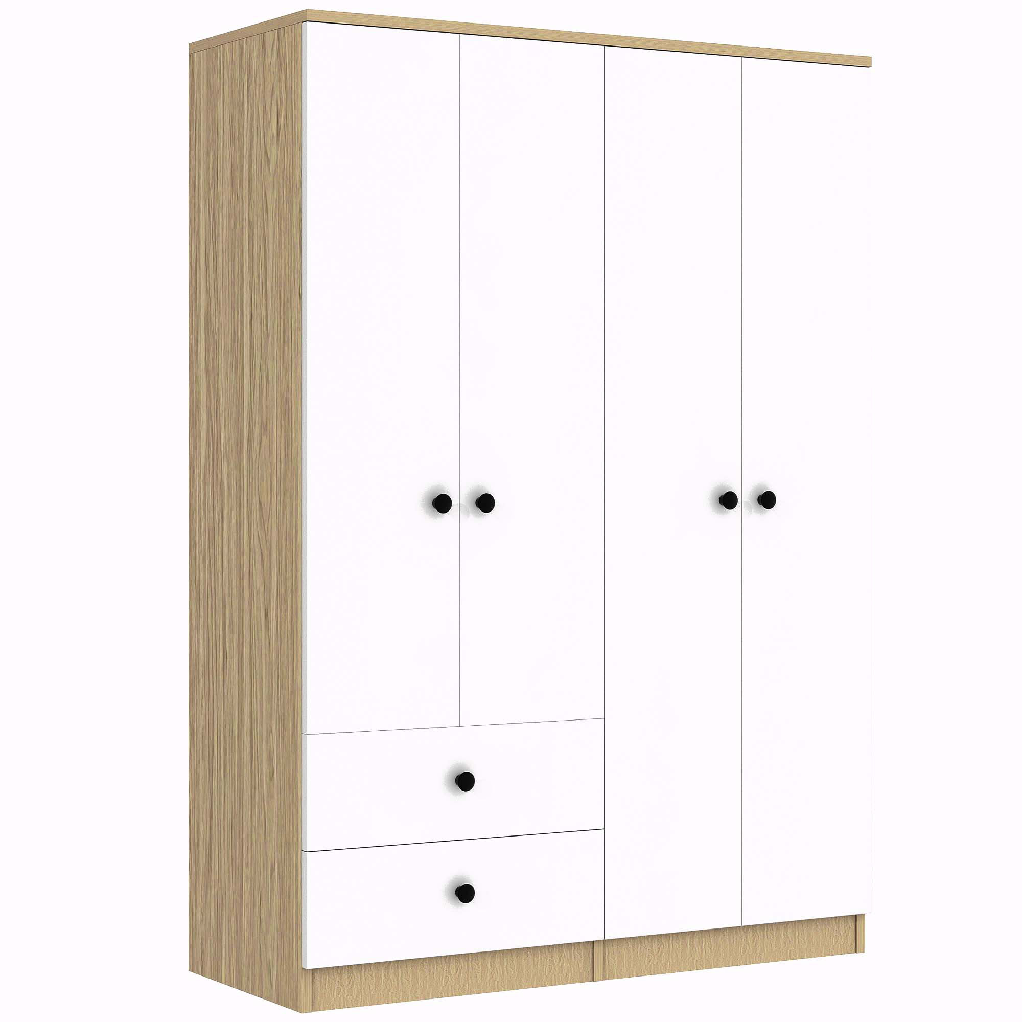 Union Rustic 4 Door Wardrobe Closet with Drawers,Shelf and Hanging Rod ...