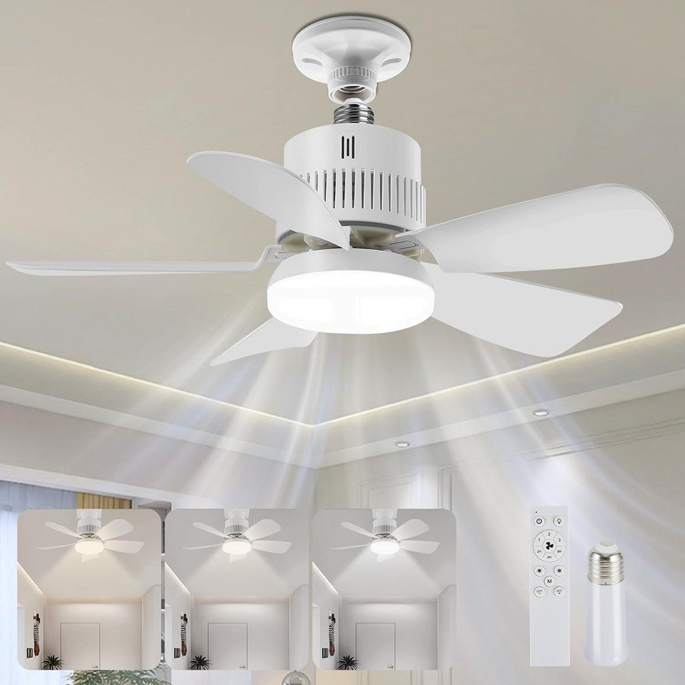 Ebern Designs Light Socket Fan With Remote, Soft 1000LM LED & CRI 80 ...