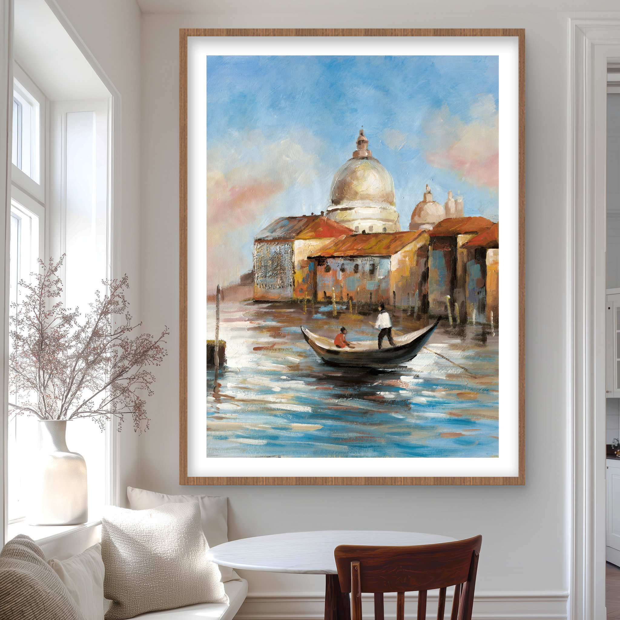 Lark Manor™ Two Europeans on a Gondola - Brown Framed Matted Print ...