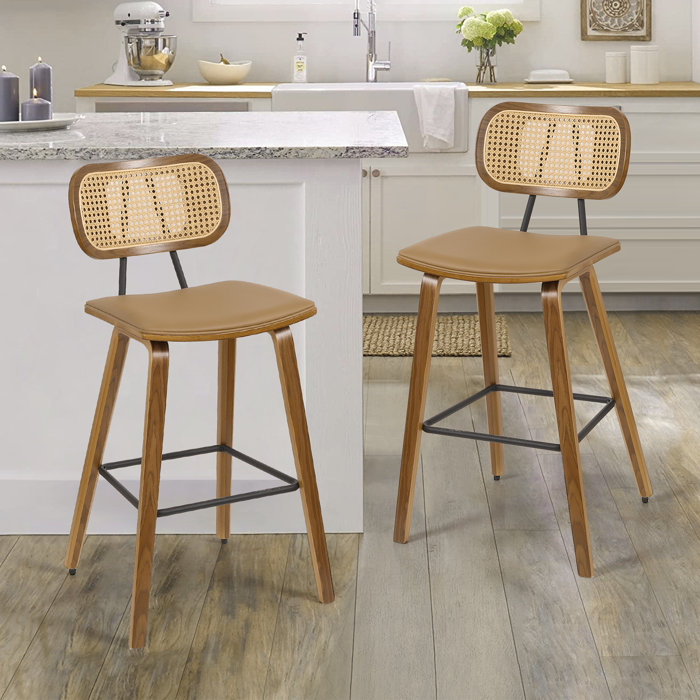 Latitude Run® Upholstered Rattan Counter & Bar Stool & Reviews | Wayfair