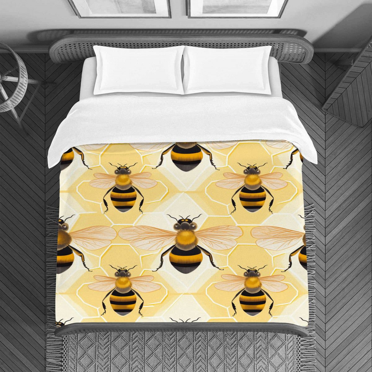 VisionDecor Bee Bedding Insect Duvet Cover Yellow - Wayfair Canada