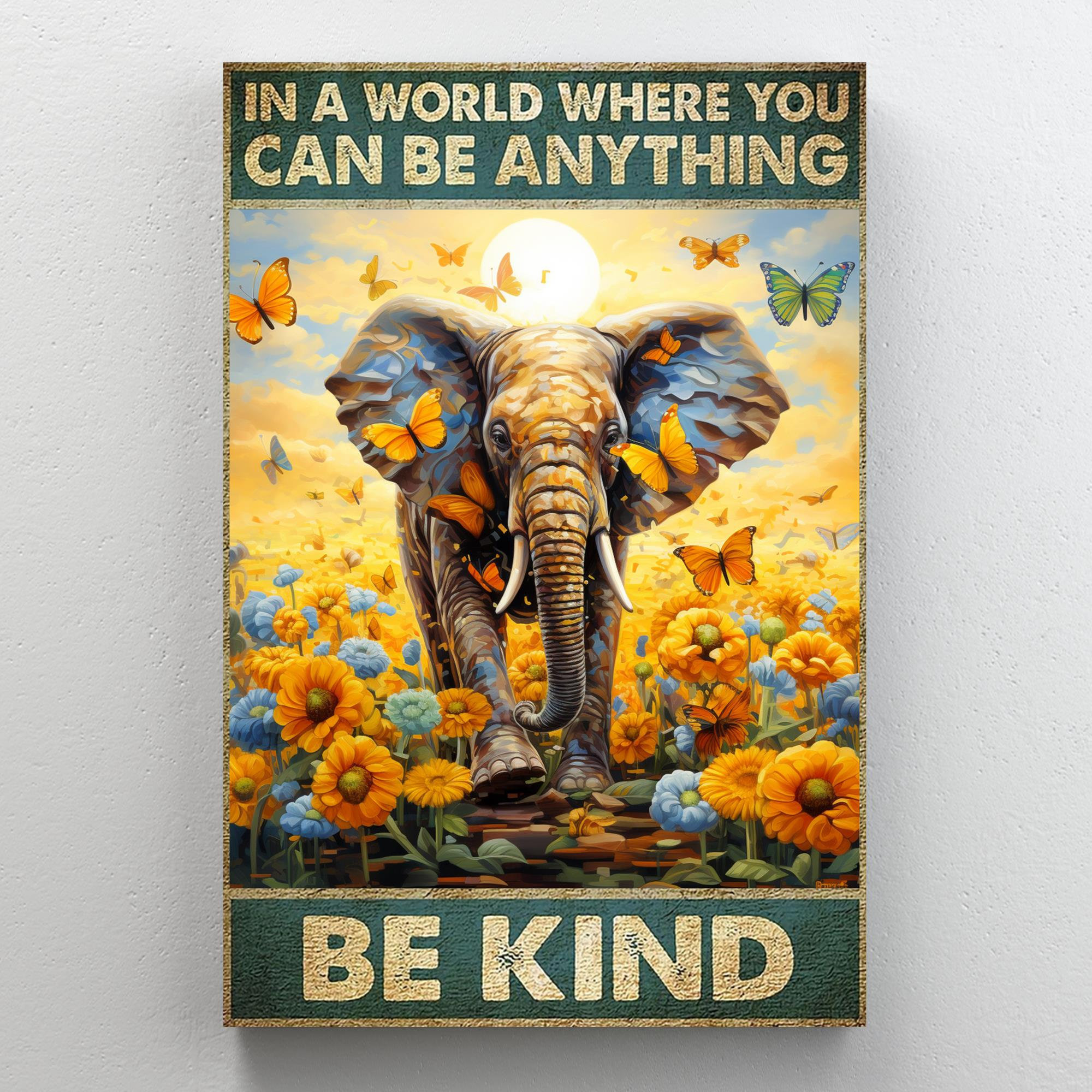 Trinx Elephant Be Kind - 1 Piece Rectangle Graphic Art Print On Wrapped ...