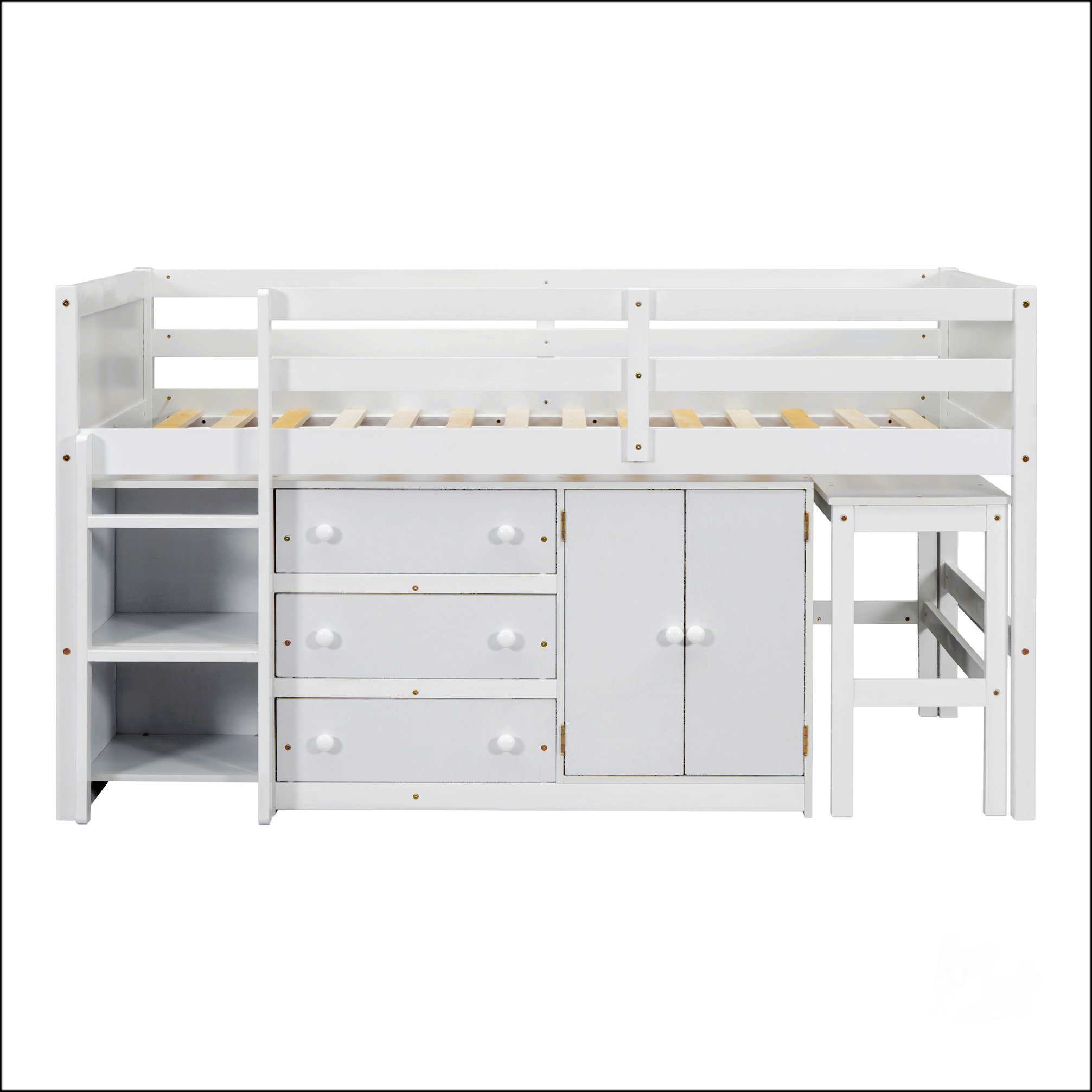 Harriet Bee Sturdy And Versatile Loft Bed With Functional Desk, Drawers ...