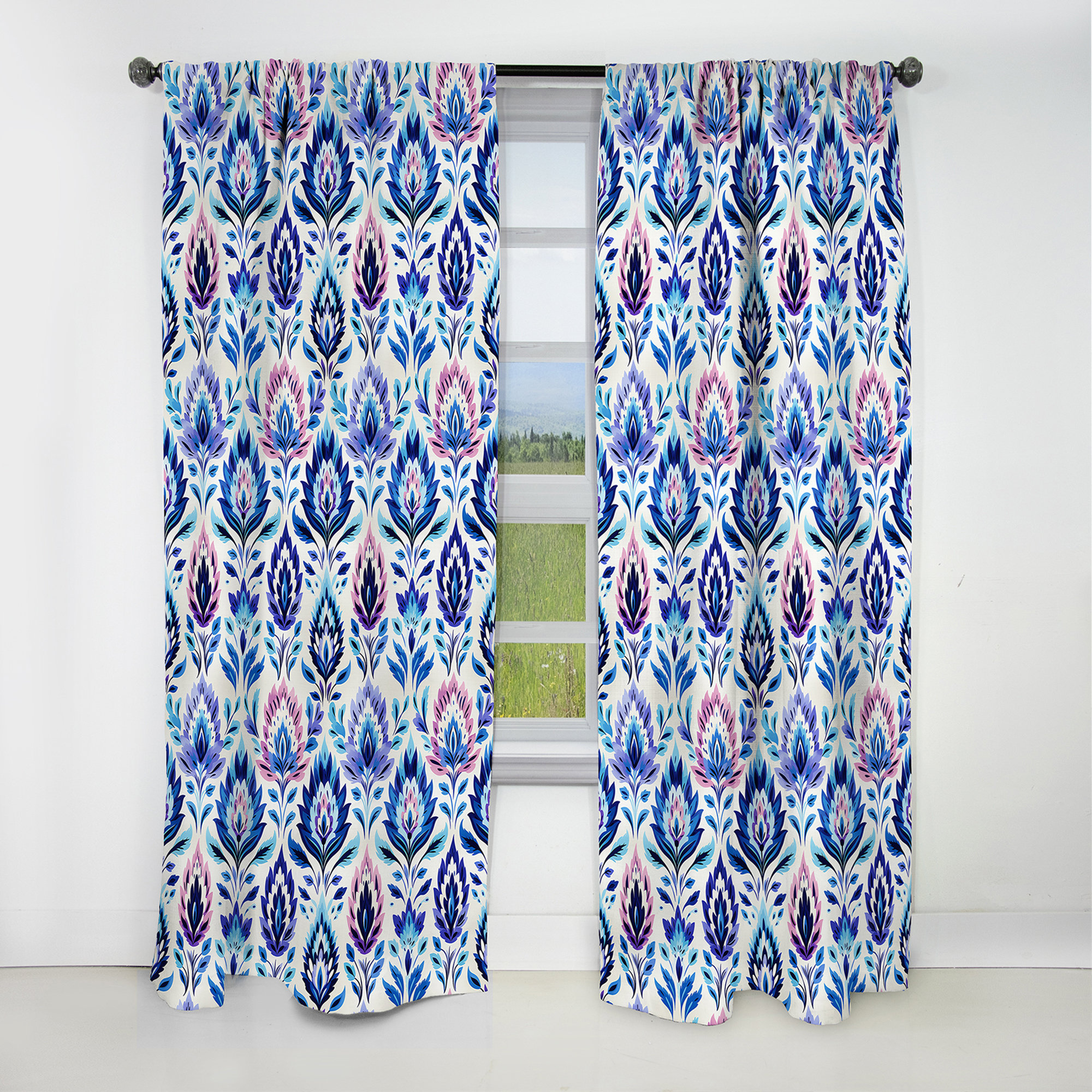 Design Art Blue Tribal Ikat Harmony Embrace - Ikat Curtain - Blackout ...