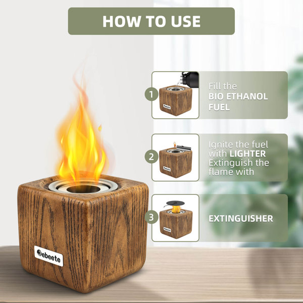 ilemong Portable Tabletop Mini Ethanol Fire Pit Bowl Fireplace, Wick ...