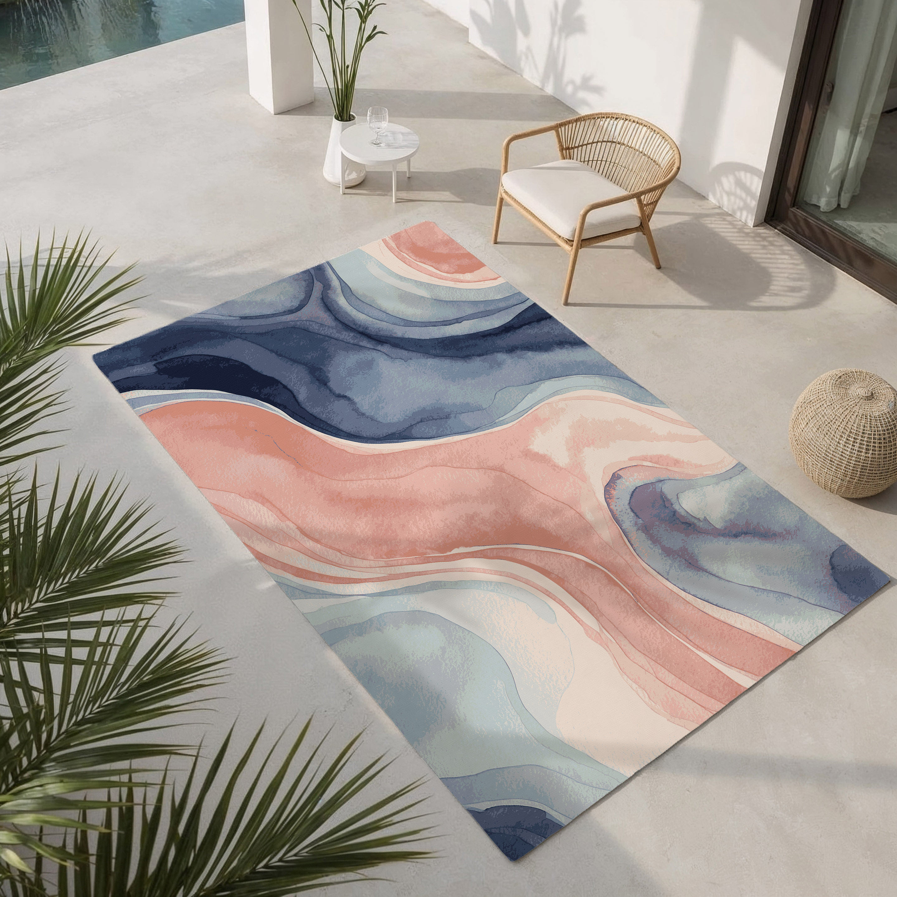 Wrought Studio™ Celestial Ripple Indoor And Outdoor Area Rug | Wayfair