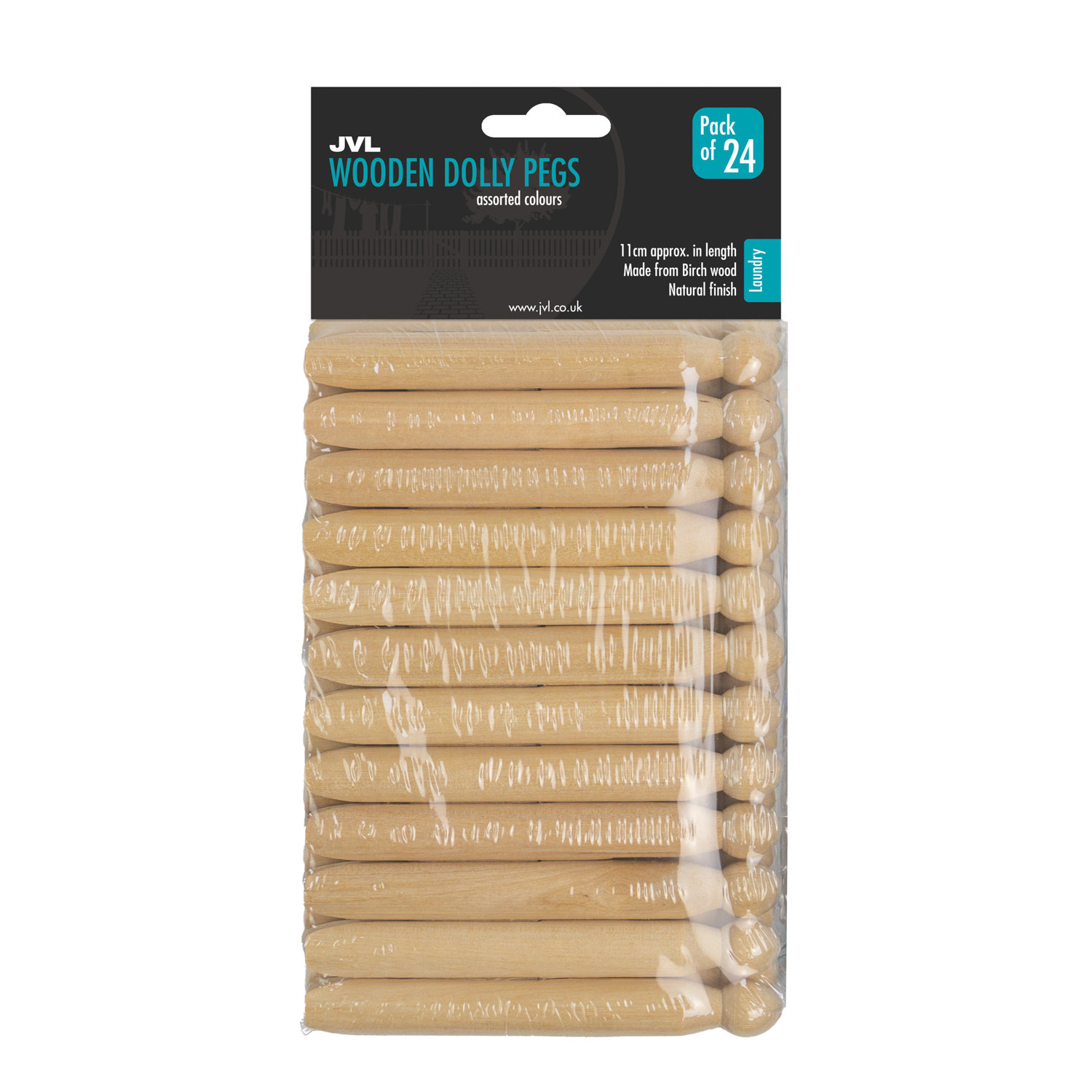 JVL 24 Pack Wooden Dolly Pegs - Natural | Wayfair.co.uk