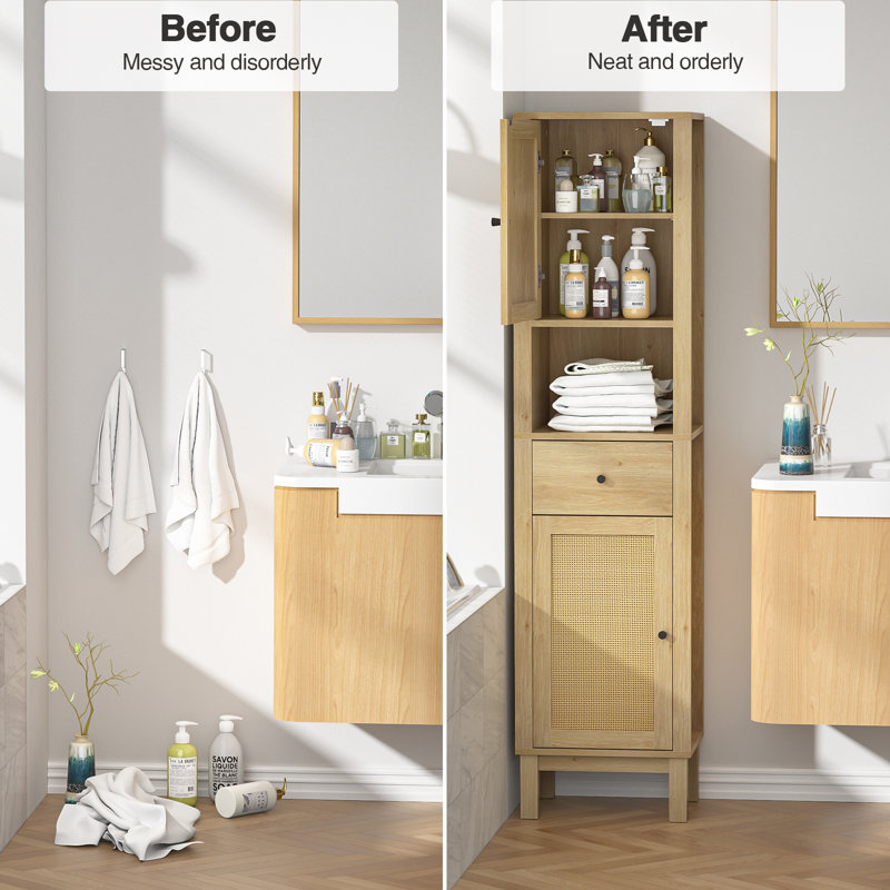 Bay Isle Home™ Brettly Tall Bathroom Cabinet Slim Bathroom Storage ...
