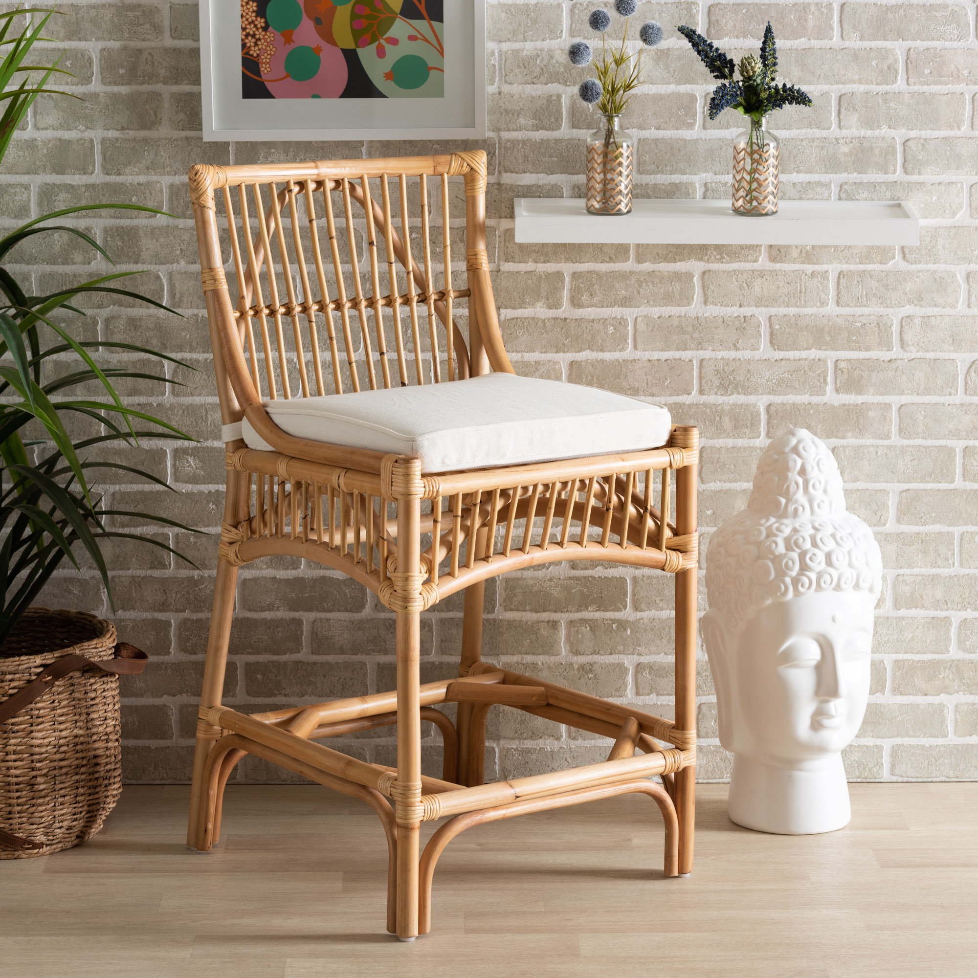 Bayou Breeze Stouffer Rose Modern Bohemian White Fabric Upholstered And ...