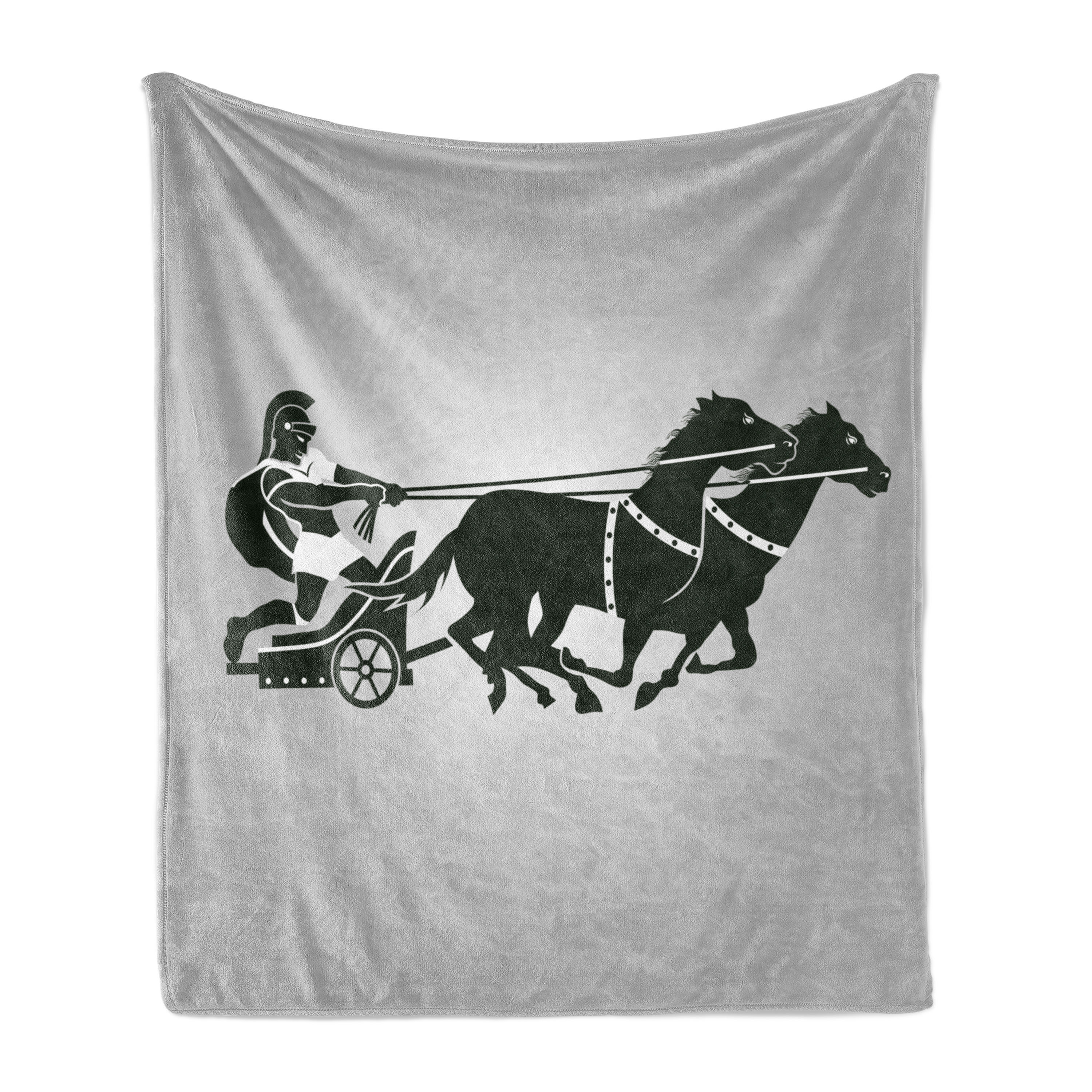Ambesonne Retro Fleece Throw Blanket Chariot Gladiator Dimgrey Black ...