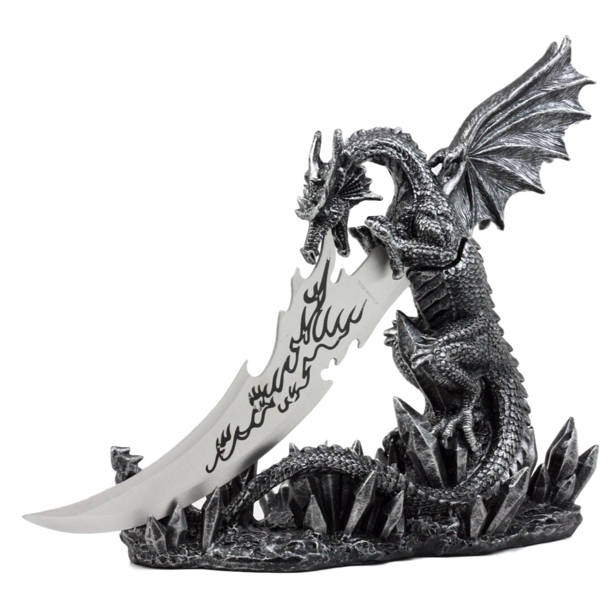 World Menagerie Mythical Fantasy Dragon Welcome Sign Gothic Faux Stone ...