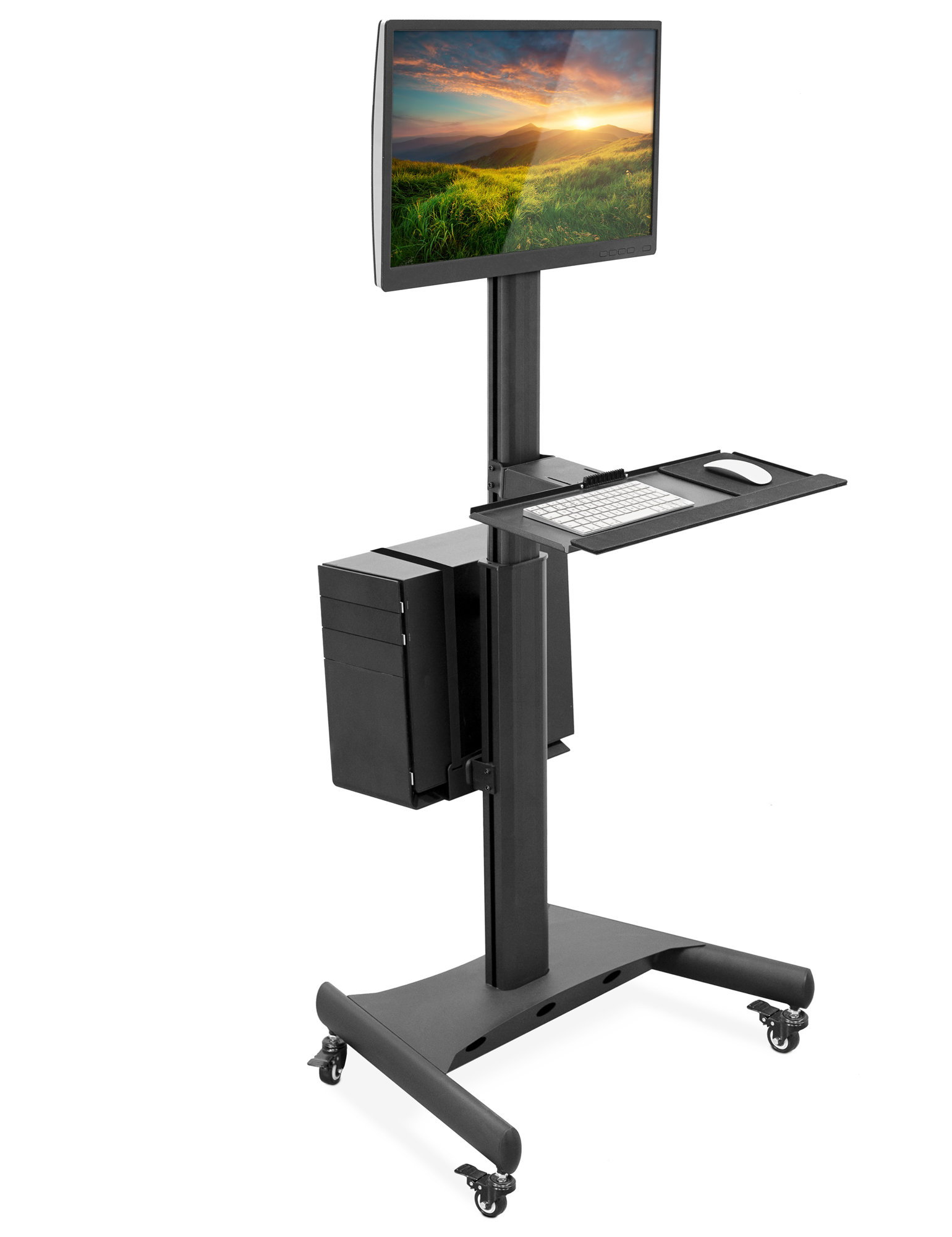 Mount-it Adjustable Mobile Pc Workstation with Single Monitor Mount ...
