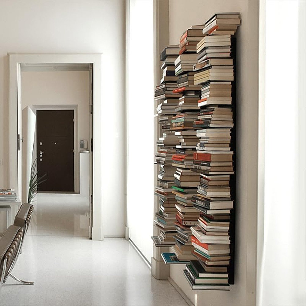 Trule Floating 8-tier Vertical Spine Wall Bookshelf – Heavy-duty Metal ...