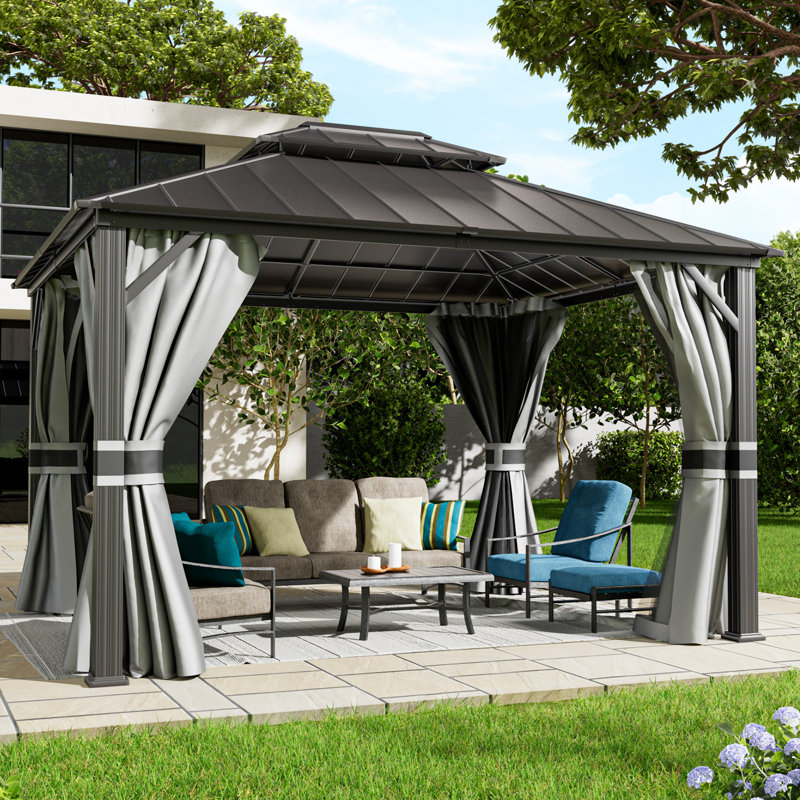 Freeport Park® Briggs 12 Ft. W x 10 Ft. D Aluminum Patio Gazebo ...