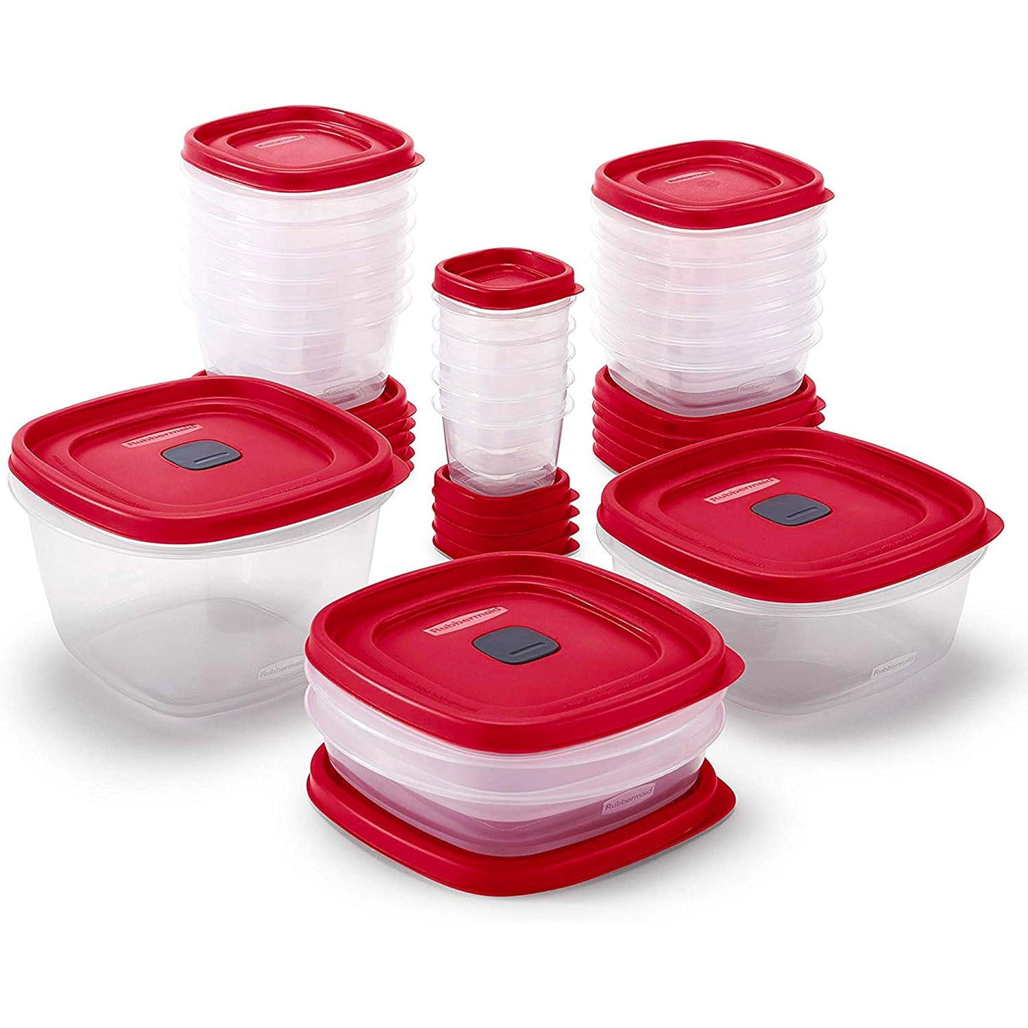 Orblue Red Food Storage Containers, 42-Piece Set With Easy-Find Lids ...