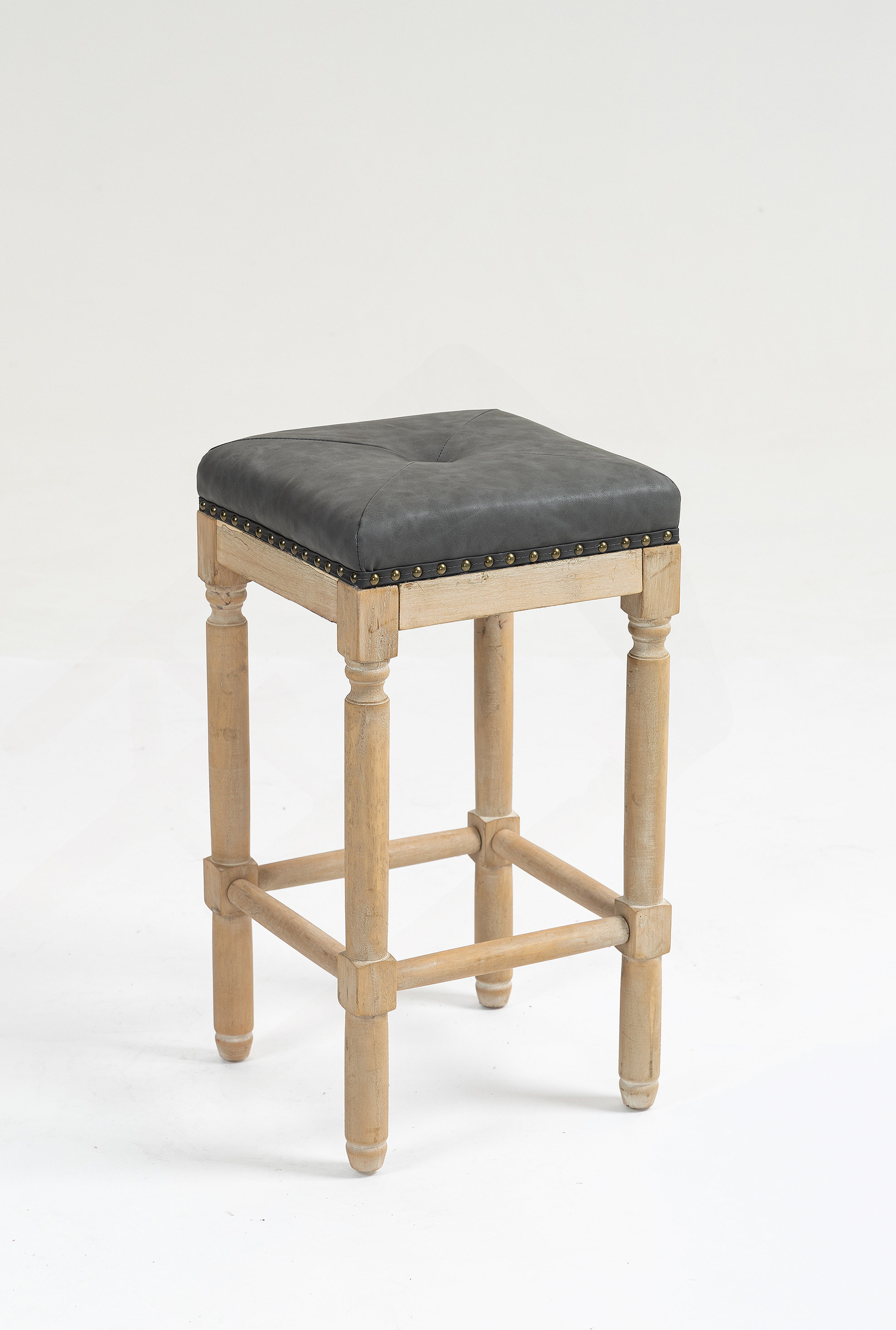 One Allium Way® Tufted 26INCH stools Wooden counter stools set of 2 ...