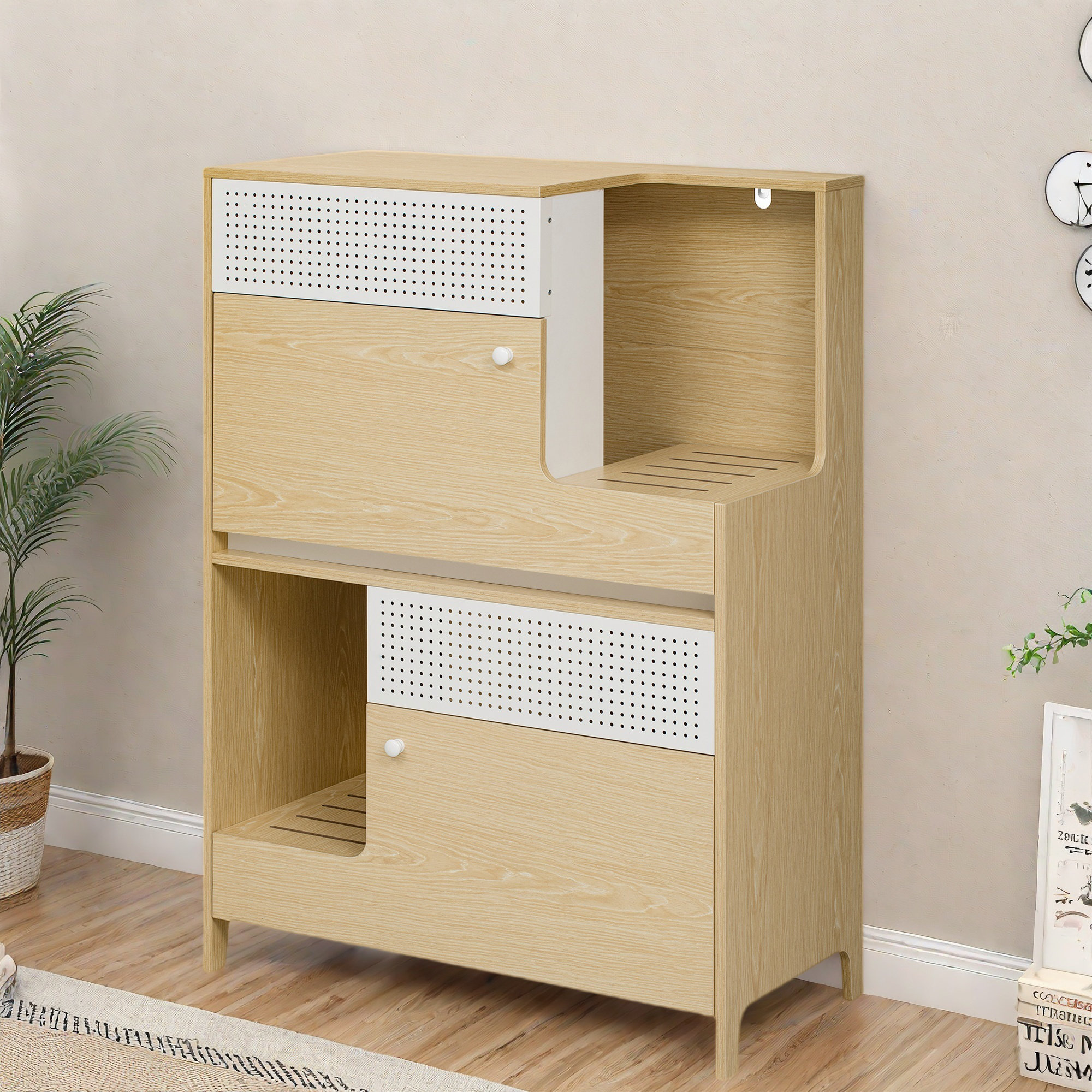 Tucker Murphy Pet™ Multi-use Natural Cat Litter Box Hosue With 2 Flip ...