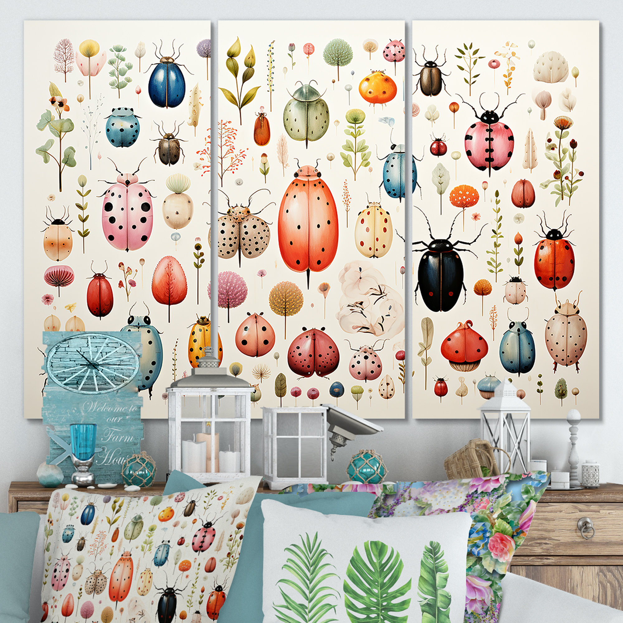 Rosalind Wheeler Colorful Beetle Meadow - Insects & Bugs Wall Art | Wayfair