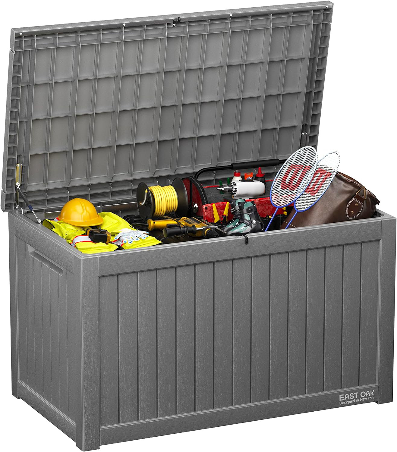 EAST OAK 32.2'' W 230 Gallons Lockable Deck Box in Grey | Wayfair