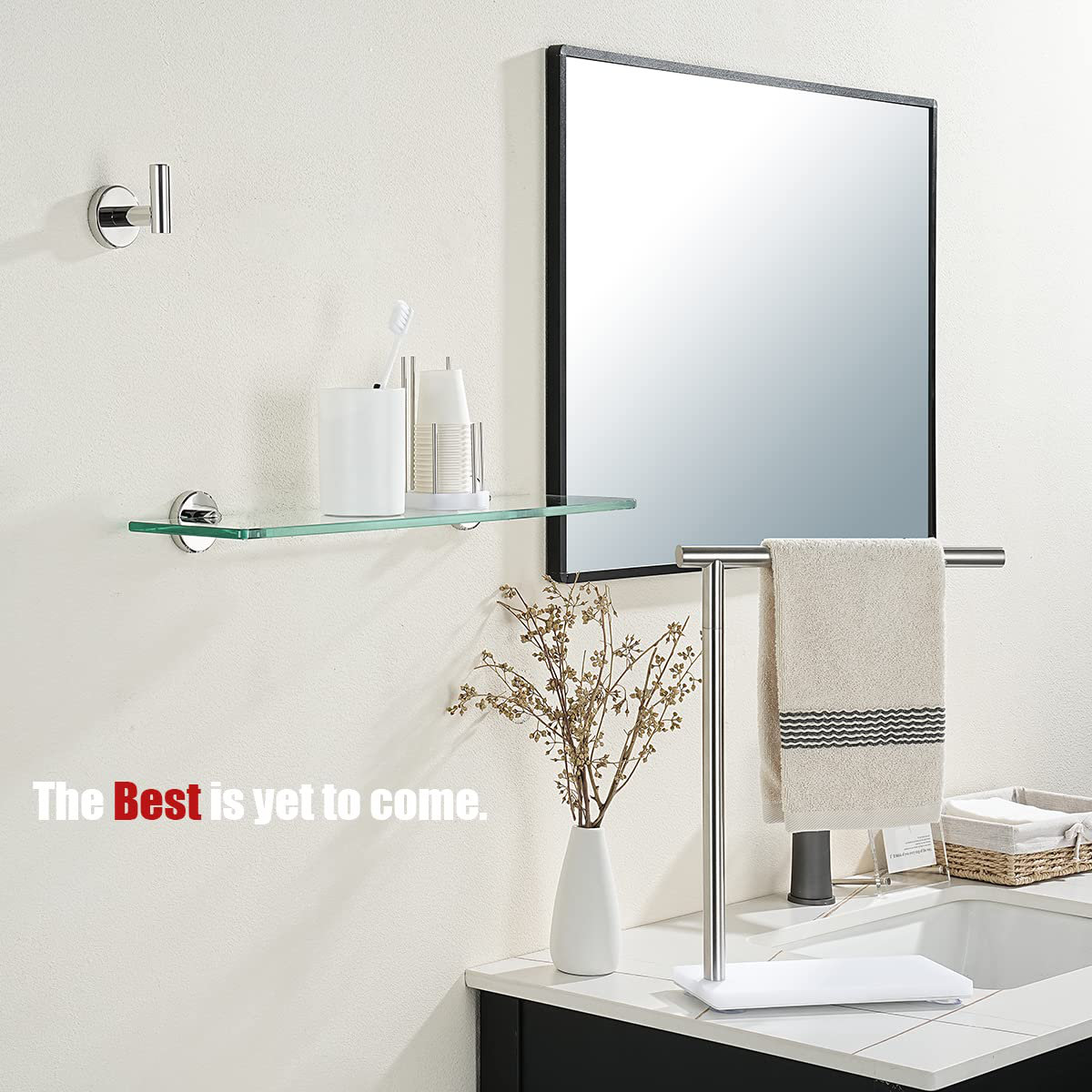 Rebrilliant Bathroom Glass Shelf Chrome, Tempered Glass Shower Storage ...