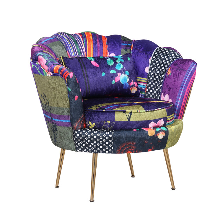 17 Stories Angelicamaria Scalloped Multicoloured Patchwork Tub Chair ...