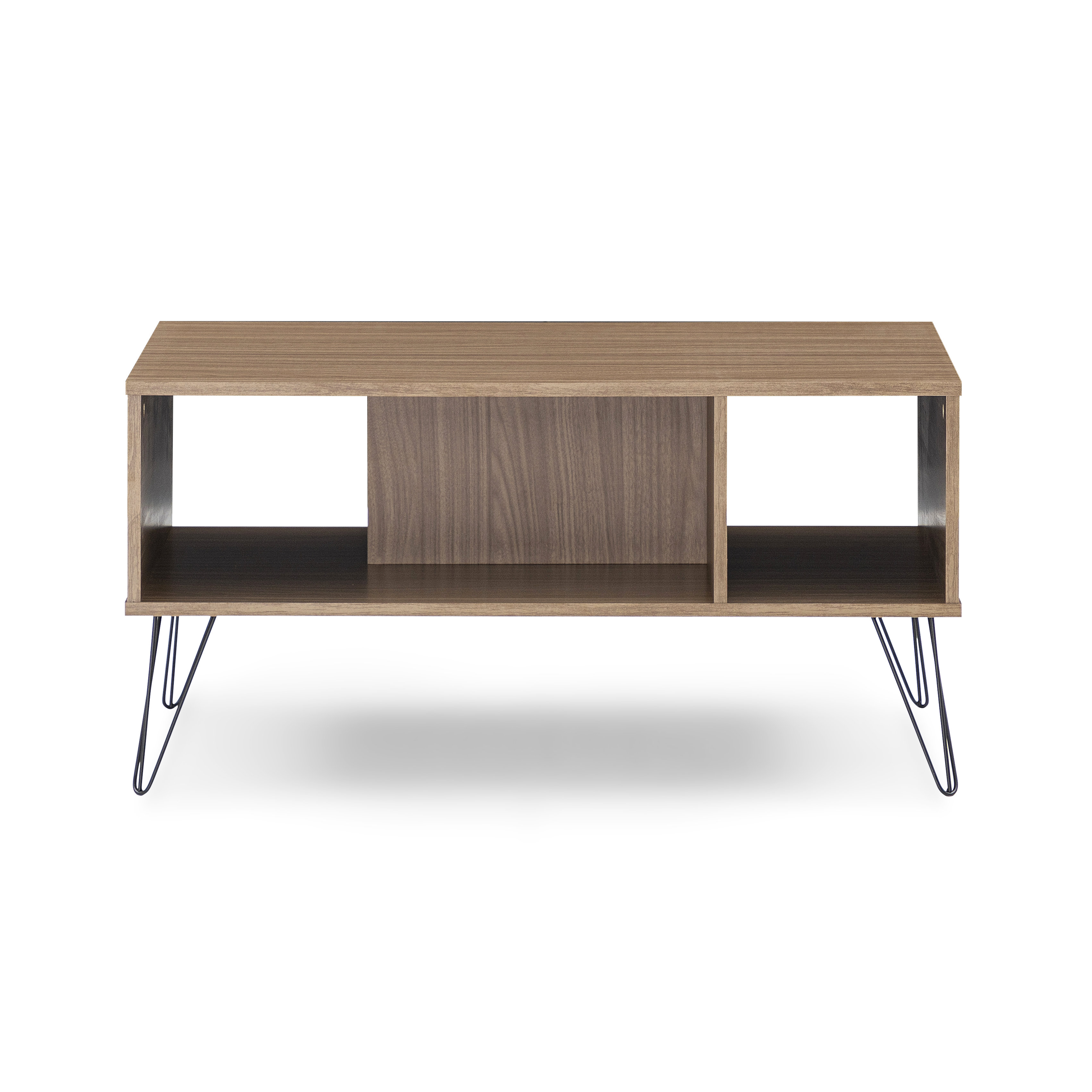 Hokku Designs Oregon Coffee Table in a Walnut Wood Finish and Metal ...