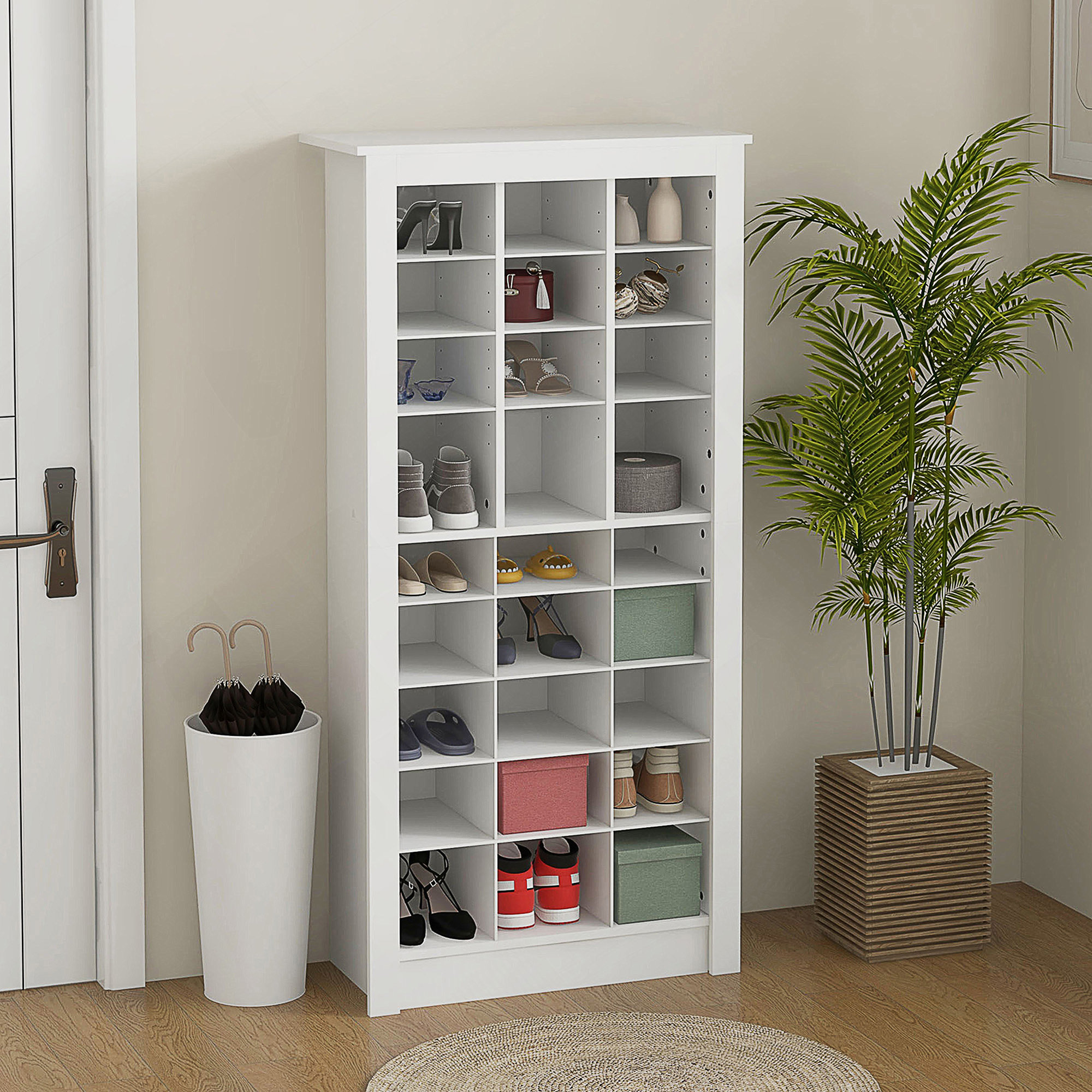 Corrigan Studio 58" Tall Shoe Cabinet For Entryway, Narrow Shoe Rack ...