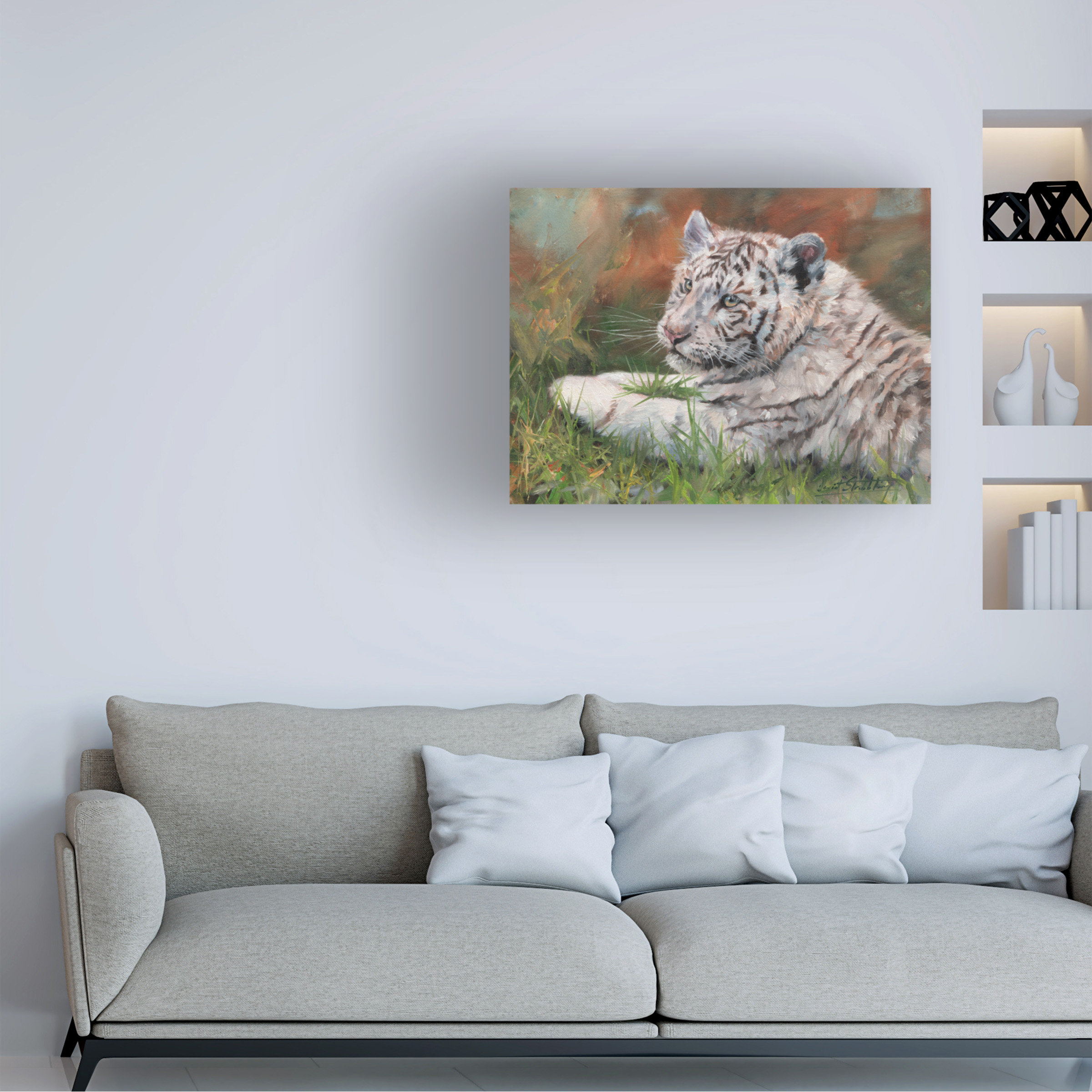 Winston Porter David Stribbling White Tiger Cub Laying Down Canvas Art ...