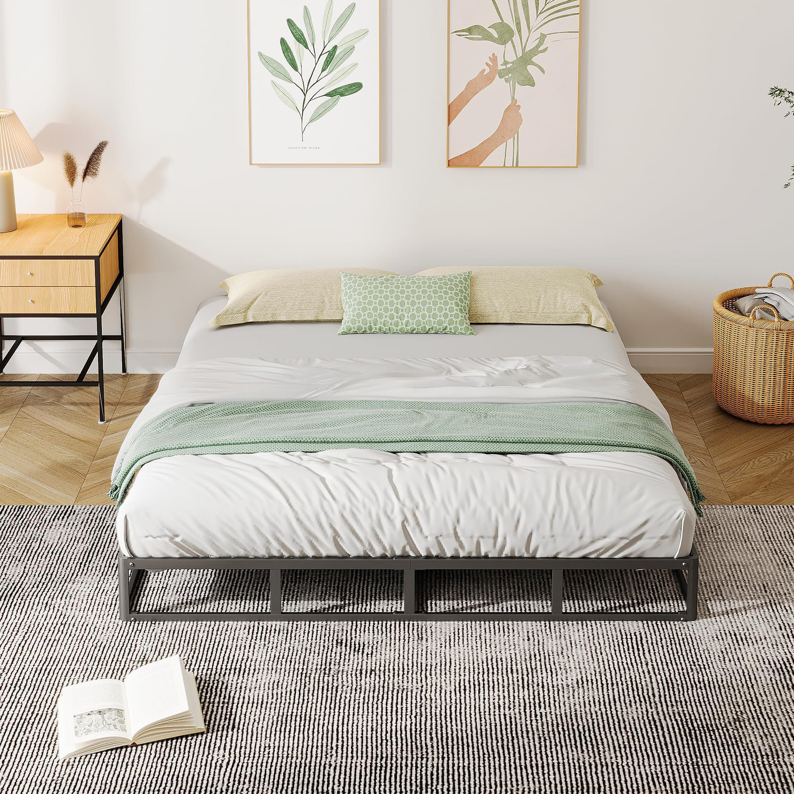 Latitude Run® Full Spring Bed Frame 5 Inches High, Low Metal Bed Frame ...