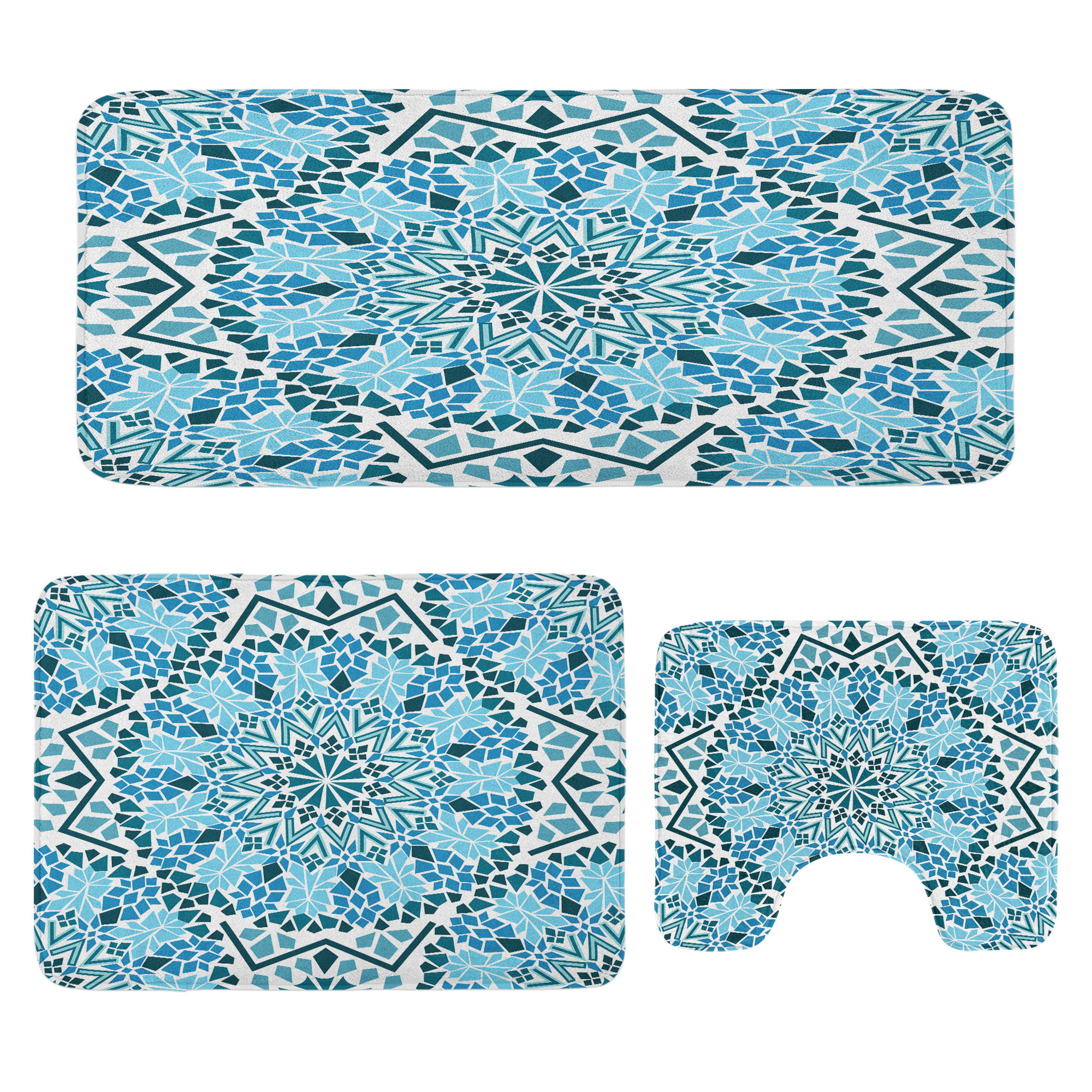 East Urban Home Moroccan Bathroom Rug Set 3 Pieces U-Shape & Rectangle ...