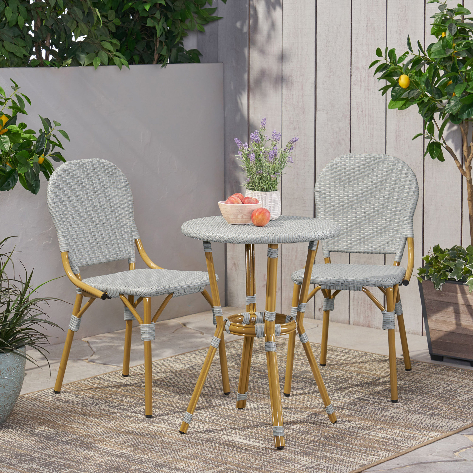 Bay Isle Home™ Outdoor Aluminum Armless French Bistro Set | Wayfair