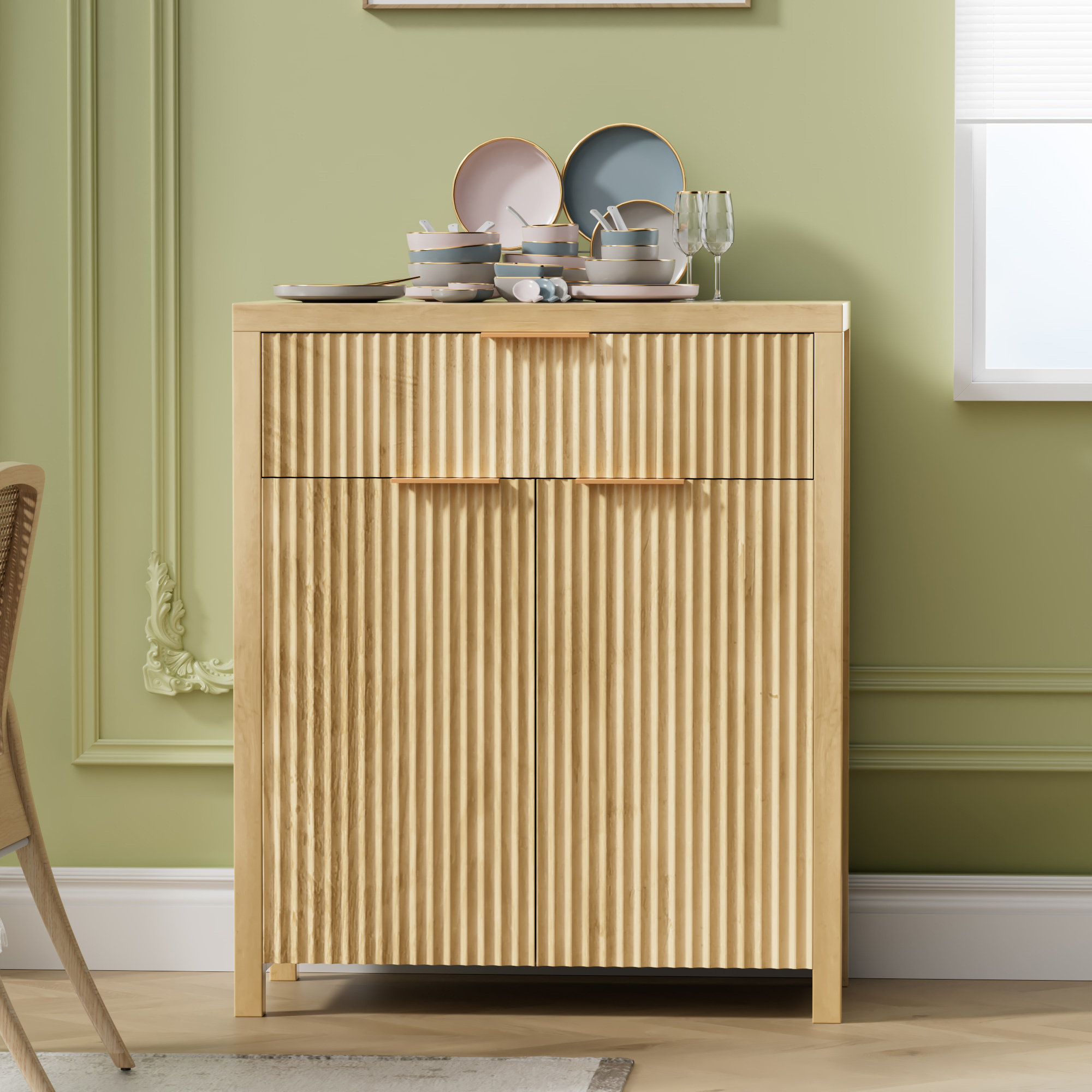 Ebern Designs Buffet moderne avec grand tiroir, buffet de rangement ...