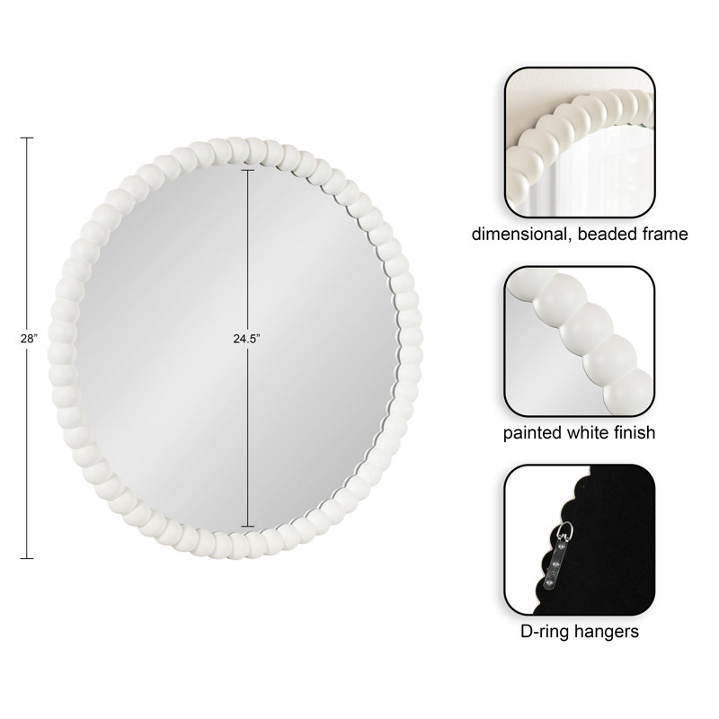 Dakota Fields Round Beaded Bathroom Mirror | Wayfair
