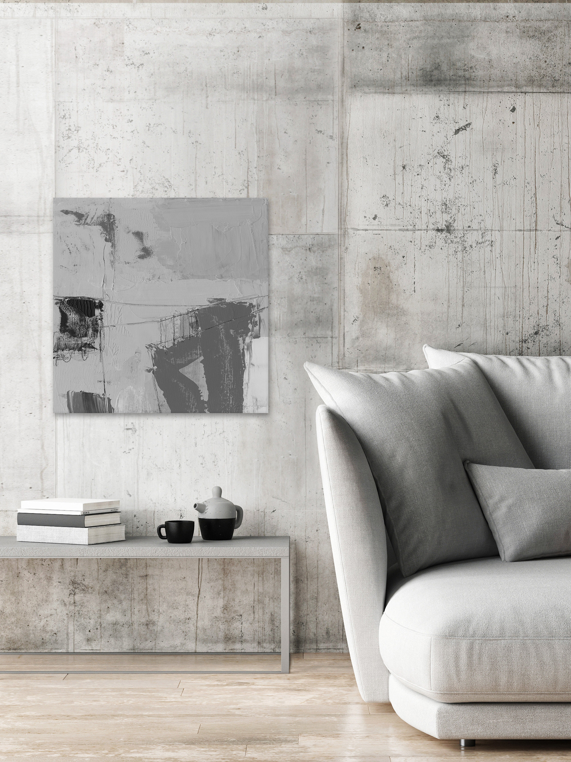 17 Stories 'Gray Impression' Print On Wrapped Canvas | Wayfair