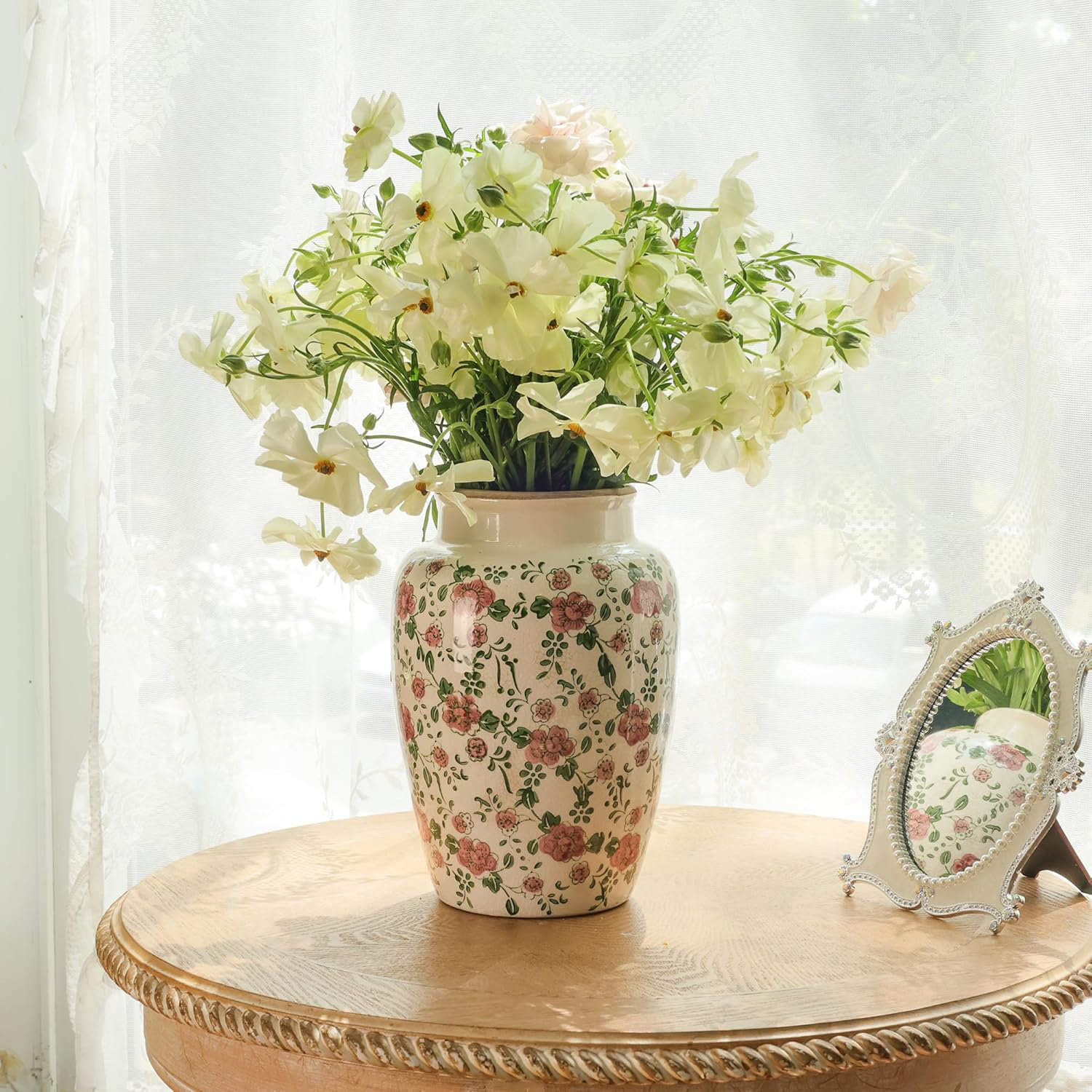 Red Barrel Studio® Floral Ceramic Vase for Home Decor | Wayfair