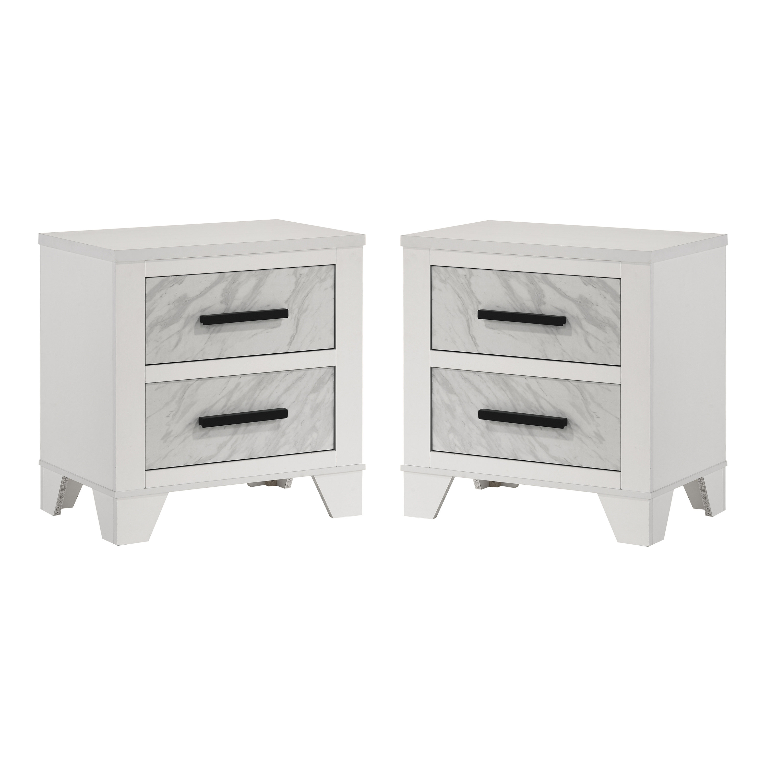 Ebern Designs Chauntel Faux Marble Inset 2-Drawer Nightstand (Set Of 2 ...