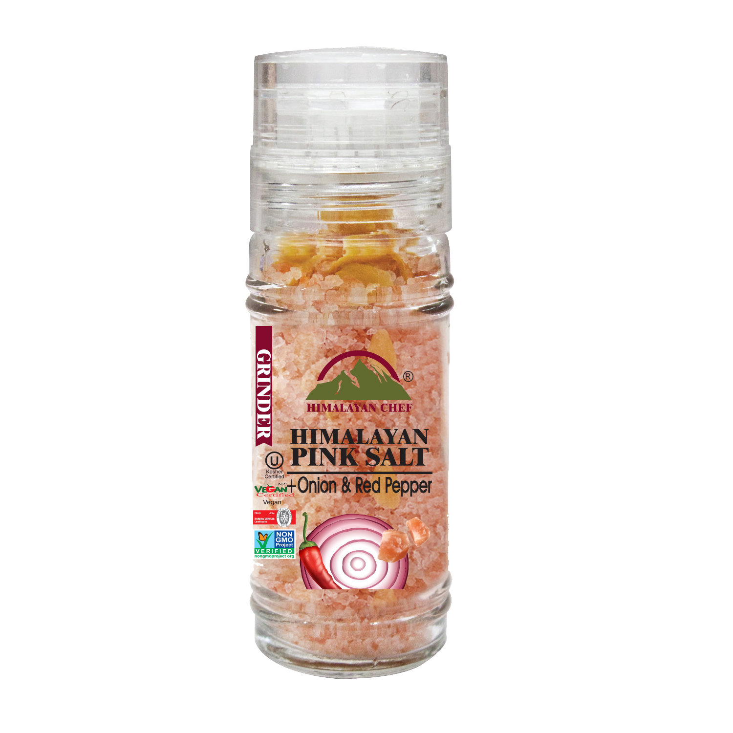 Himalayan Chef Pink Salt with Roasted Onion & Red Crushed Pepper Glass ...