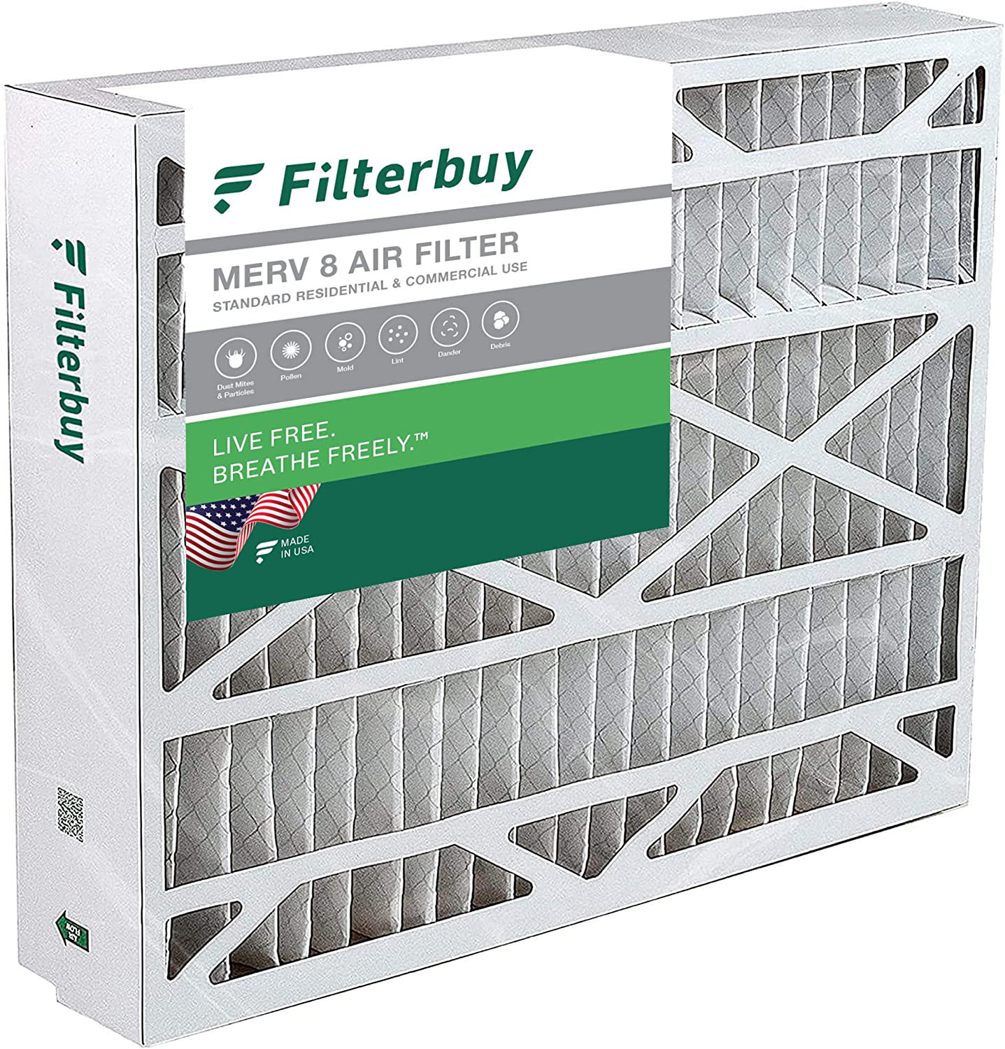 Filterbuy 20x21x5 Air Filter MERV 8, Pleated HVAC AC Furnace Filters ...