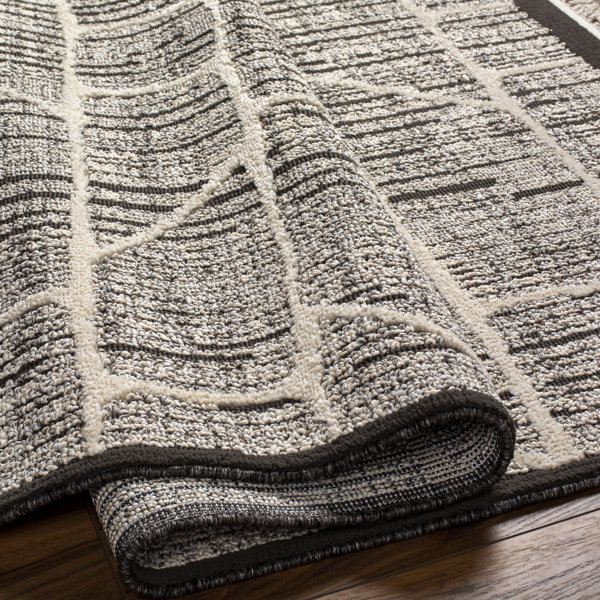 Foundry Select Sohom Moroccan Black and Cream Area Rug | Wayfair