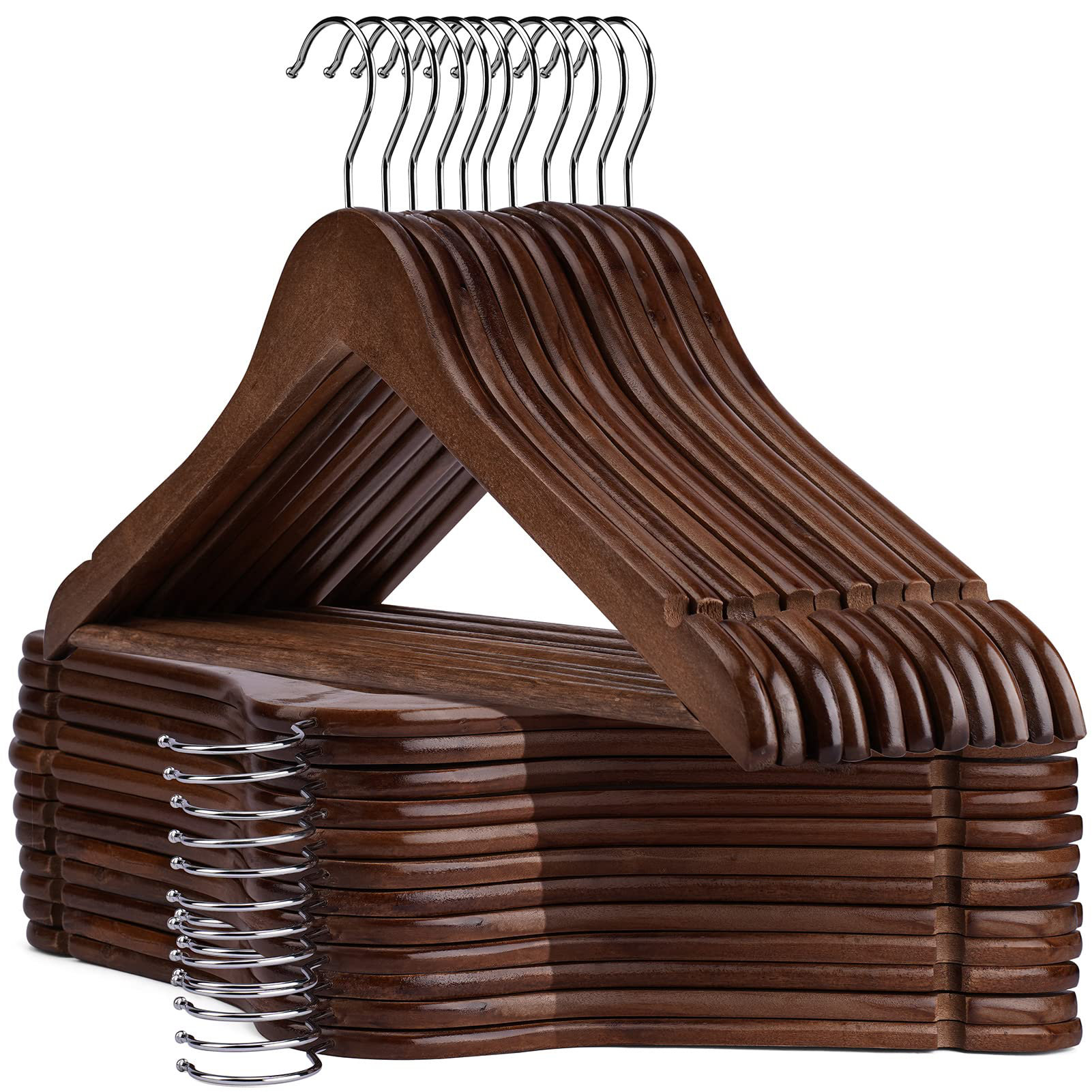 Rebrilliant 30-Pack Heavy Duty Wooden Wardrobe Hangers With Precision ...