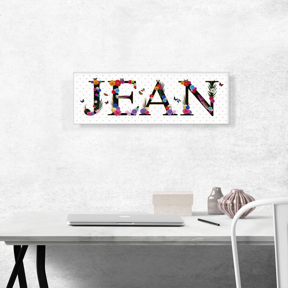 ARTCANVAS JEAN Girls Name - 3 Piece Wrapped Canvas Panoramic Textual ...