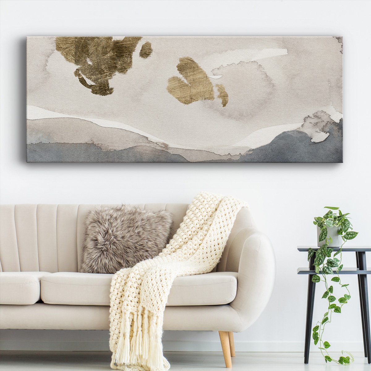 Ivy Bronx Watercolor With Gold IV On Canvas Print | Wayfair