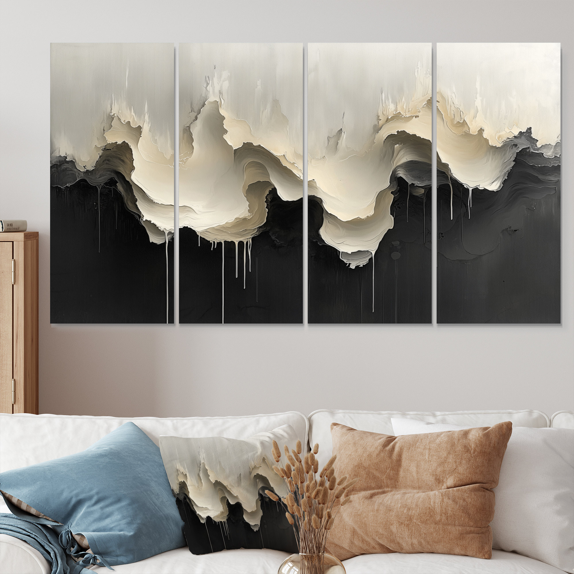 Ivy Bronx Black White Unbound Horizons Drip Painting II - Drip Painting ...