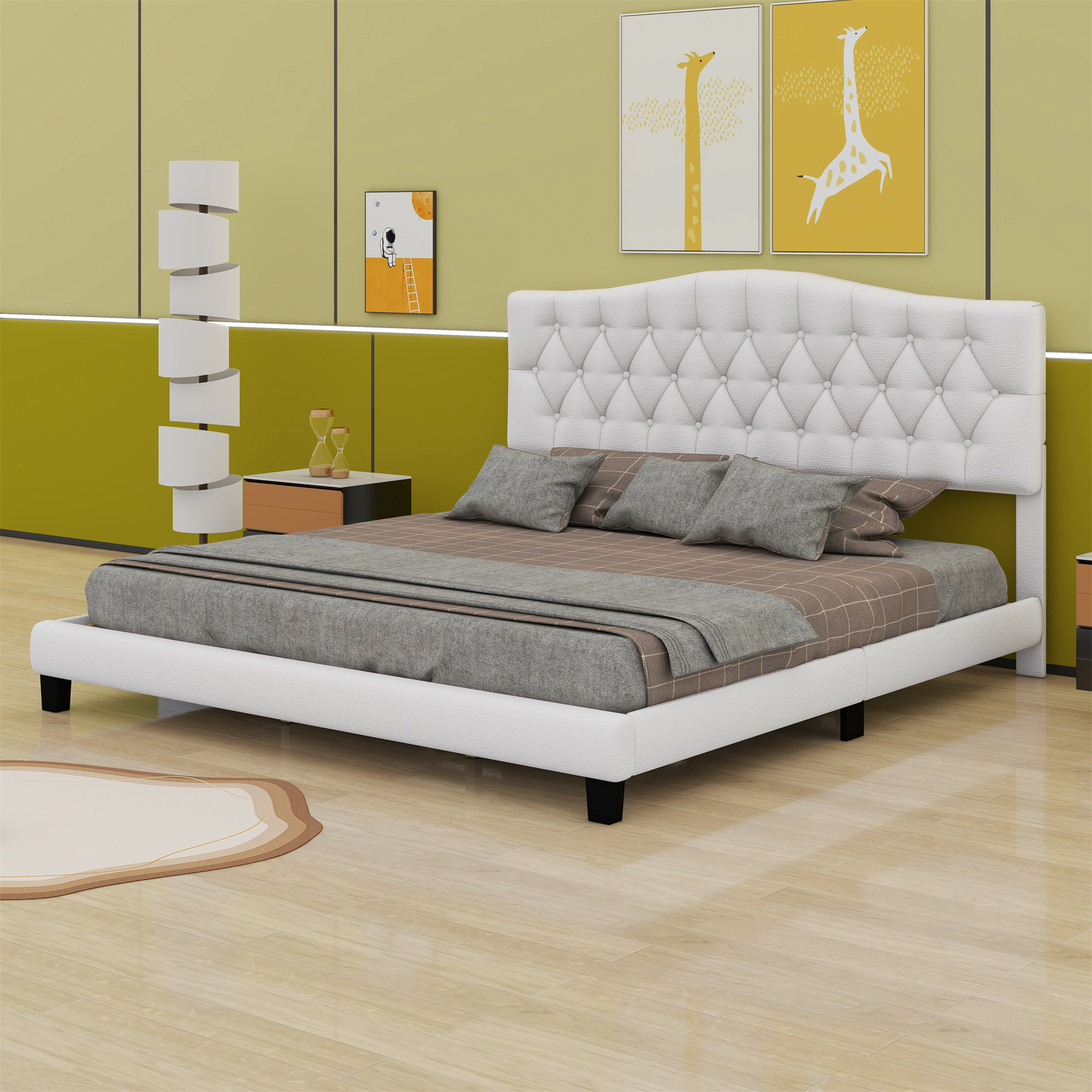 Lark Manor™ Upholstered Platform Bed With Saddle Curved Headboard And ...