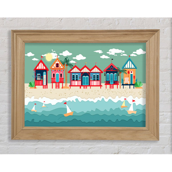 Bright Star Beach Huts And Sailboats - Single Picture Frame Print ...